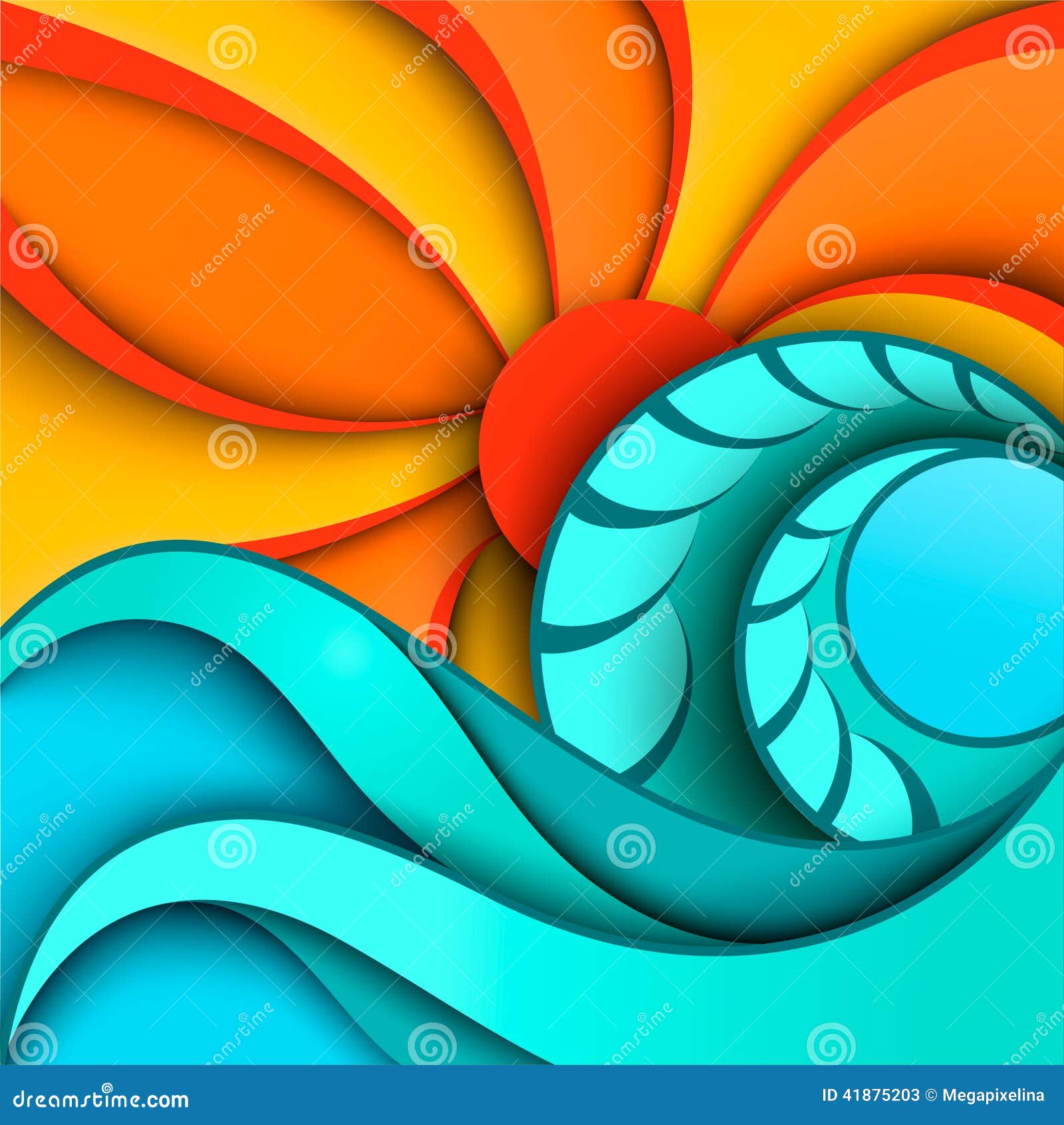 Sun Over the Sea. Summer Vacation Design Stock Vector - Illustration of ...