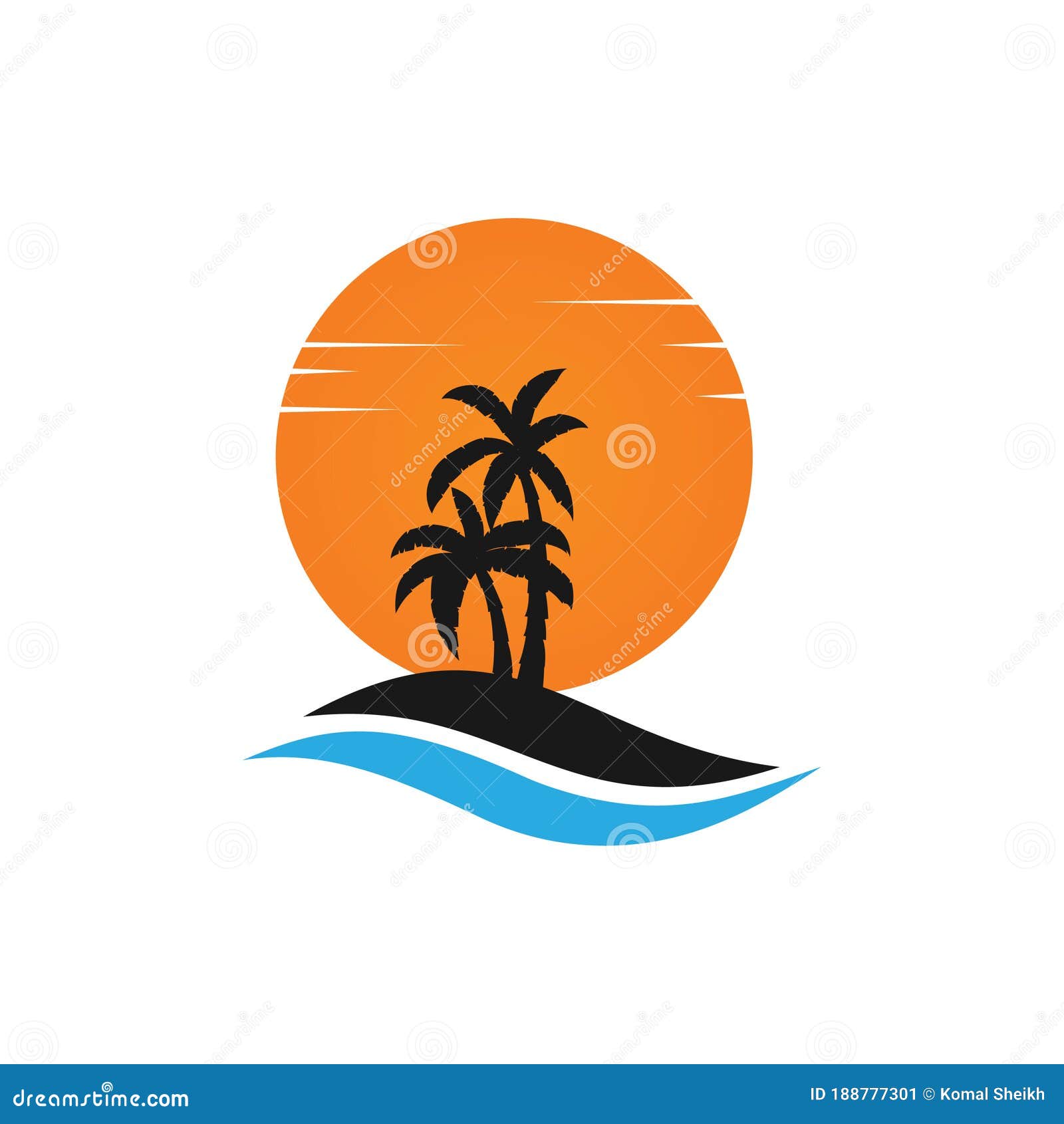 Sun And Palm Tree Logo