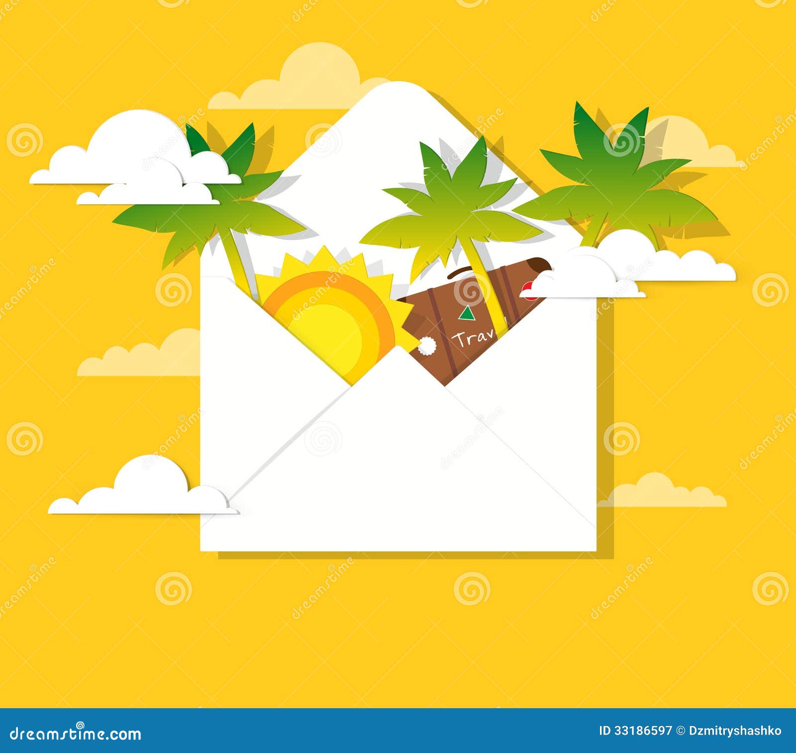 Sun and Palm Trees in the Mail Stock Vector - Illustration of letter ...