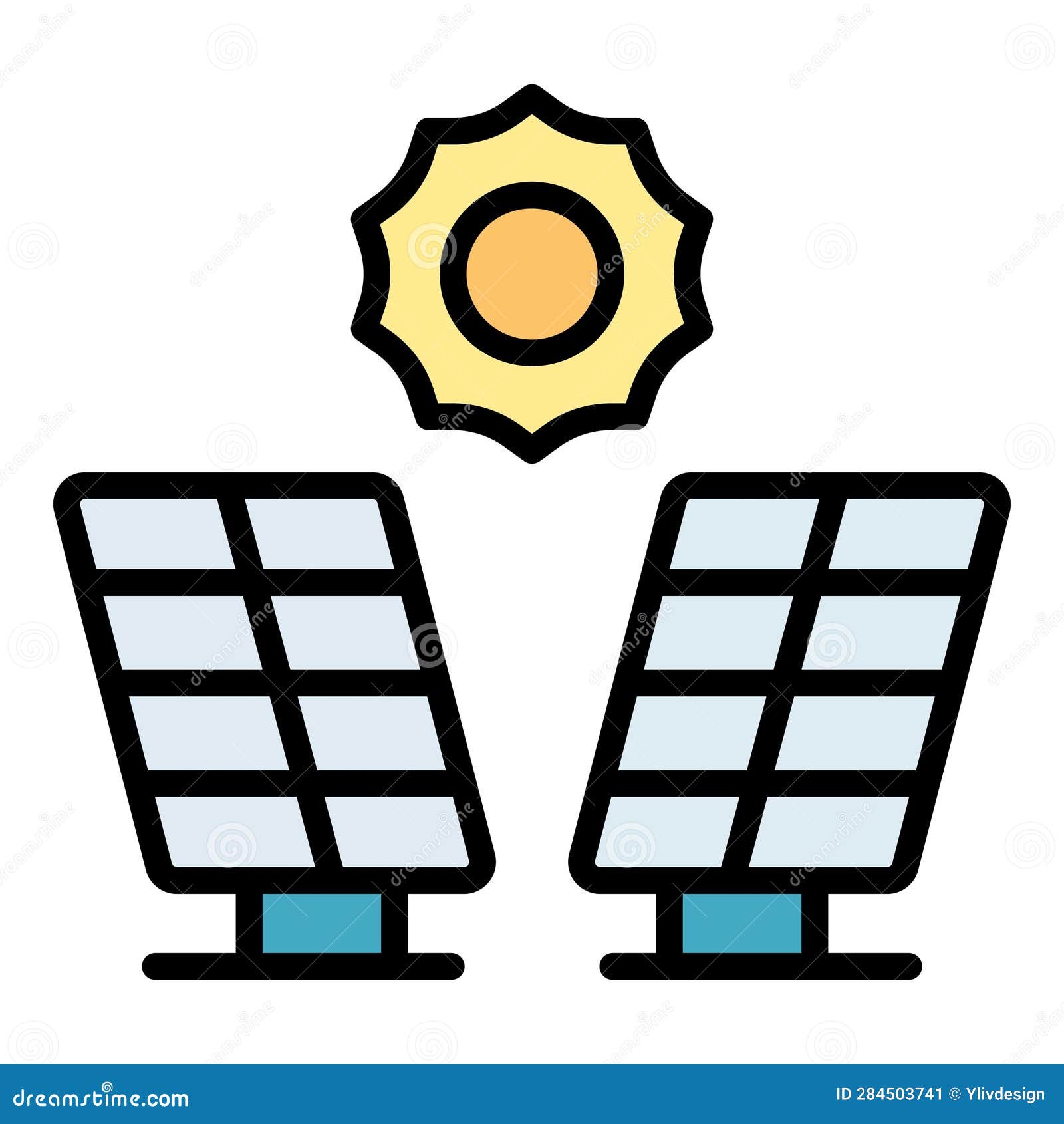 Sun panel icon vector flat stock vector. Illustration of roof - 284503741