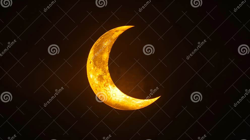 The Sun Partially Hidden Behind the Moons Shadow during a Solar Eclipse ...