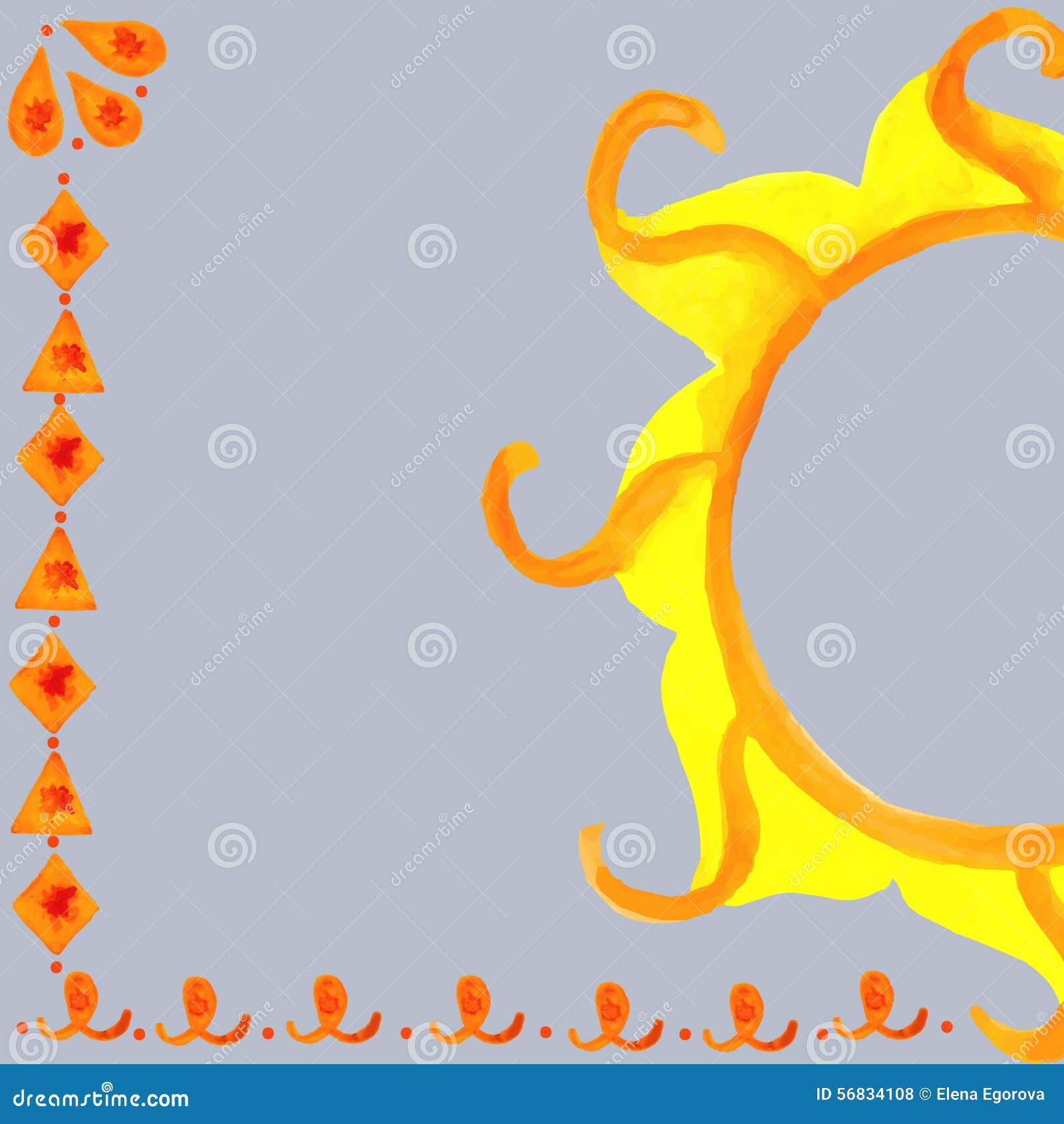 Sun pattern watercolor stock vector. Illustration of orange - 56834108