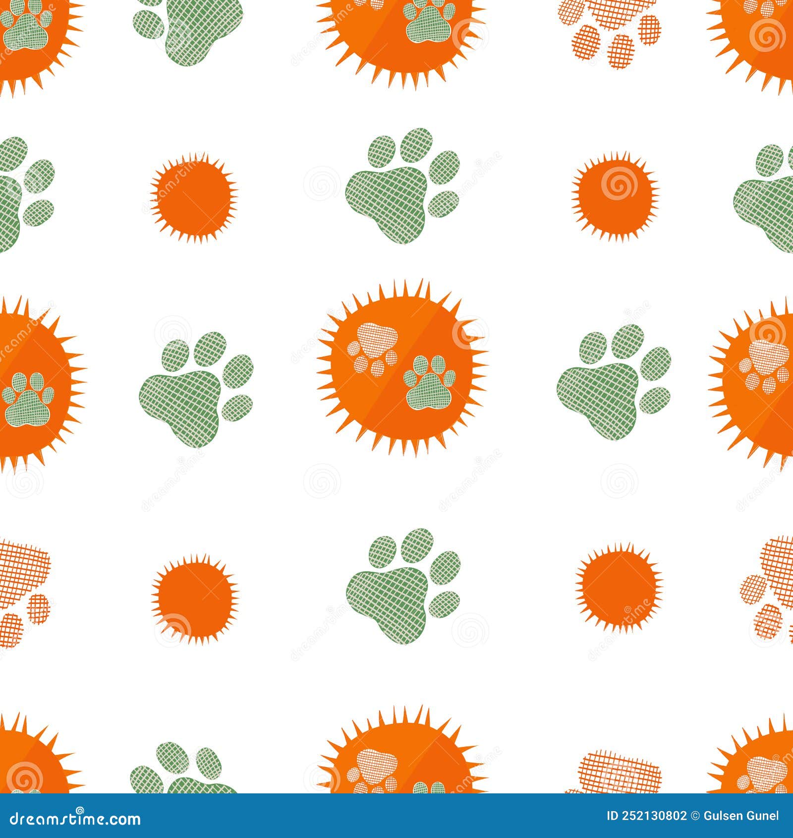 Sun with Paw Prints Seamless Fabric Design Pattern Stock Vector ...