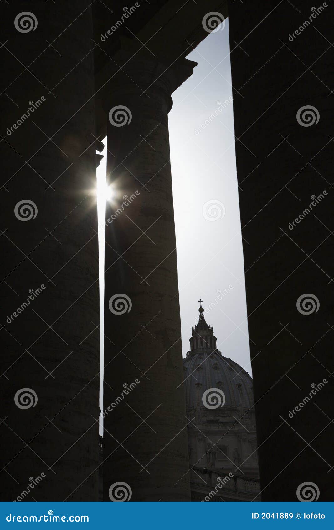 Sun Peeking through Doric Columns. Stock Image - Image of photograph ...