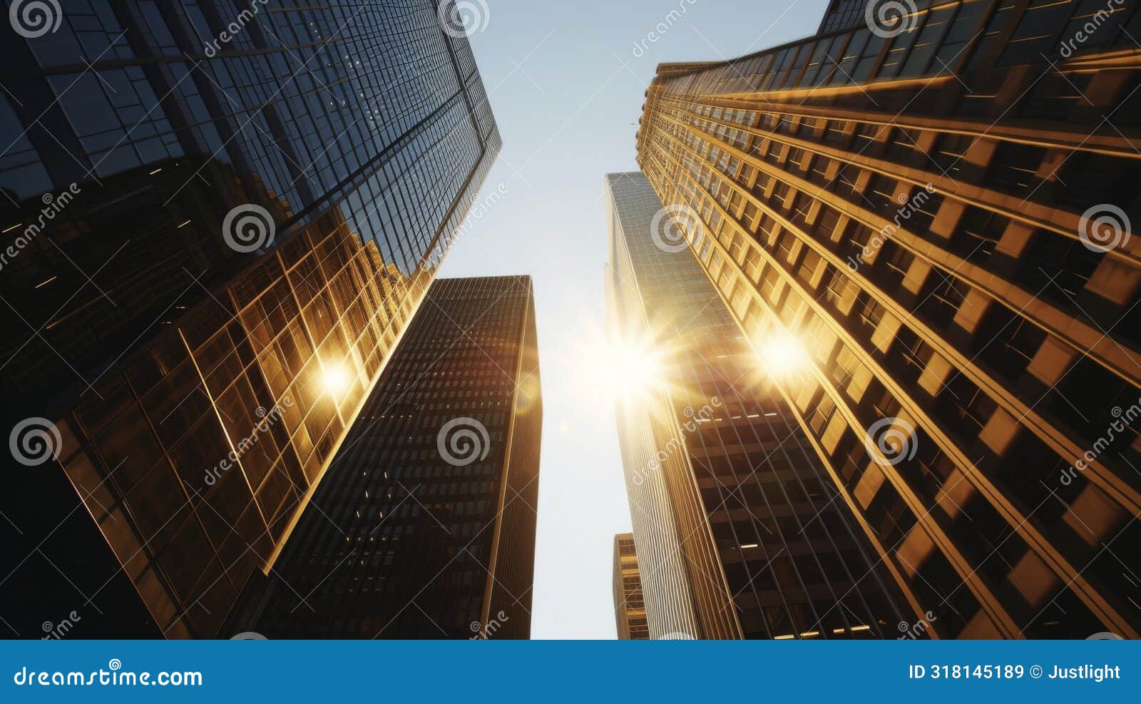 The Sun Peeking through a Gap between Two Skysers Creating a Stunning ...