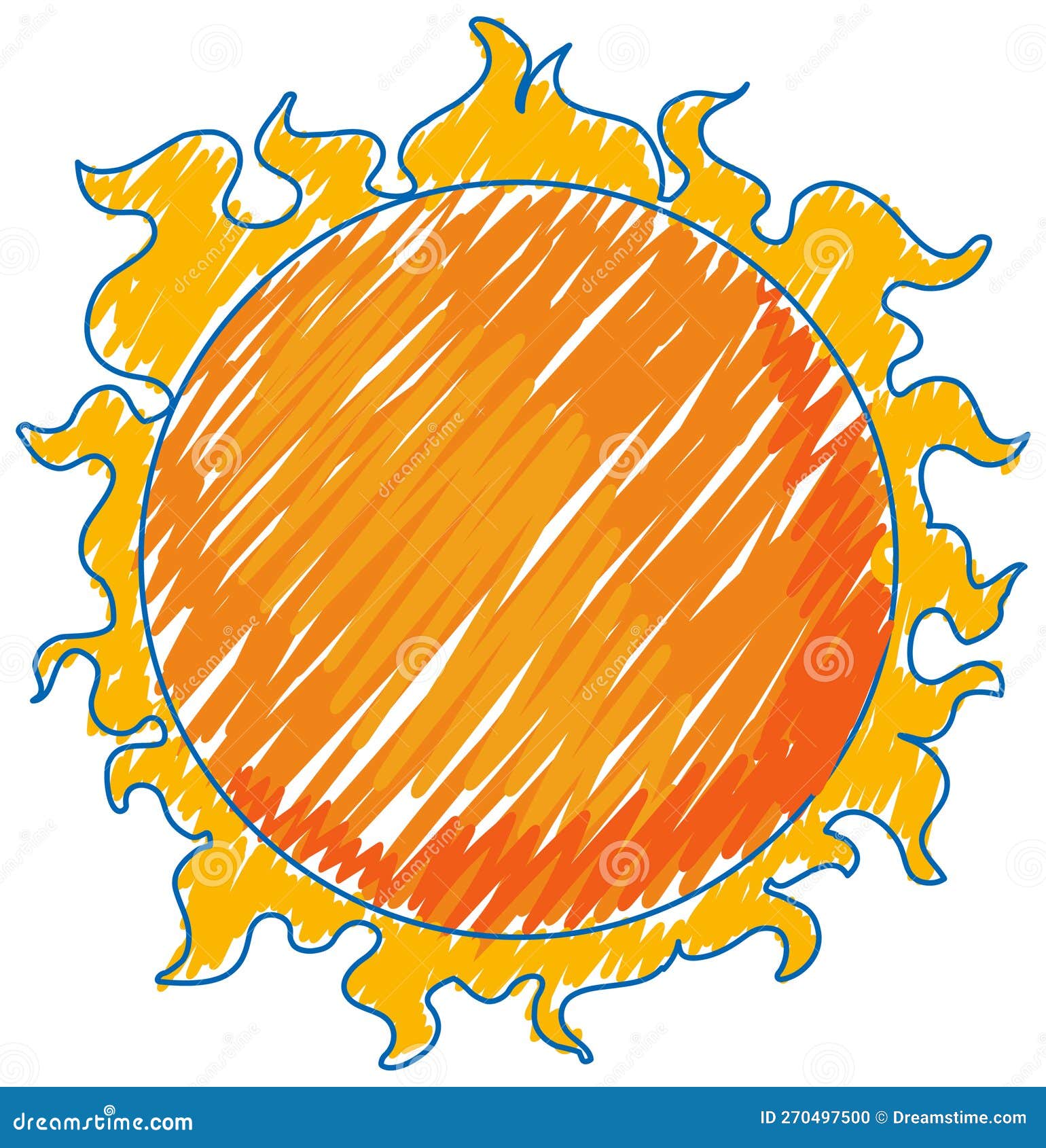 Sun Pencil Colour Child Scribble Style Stock Vector - Illustration of ...