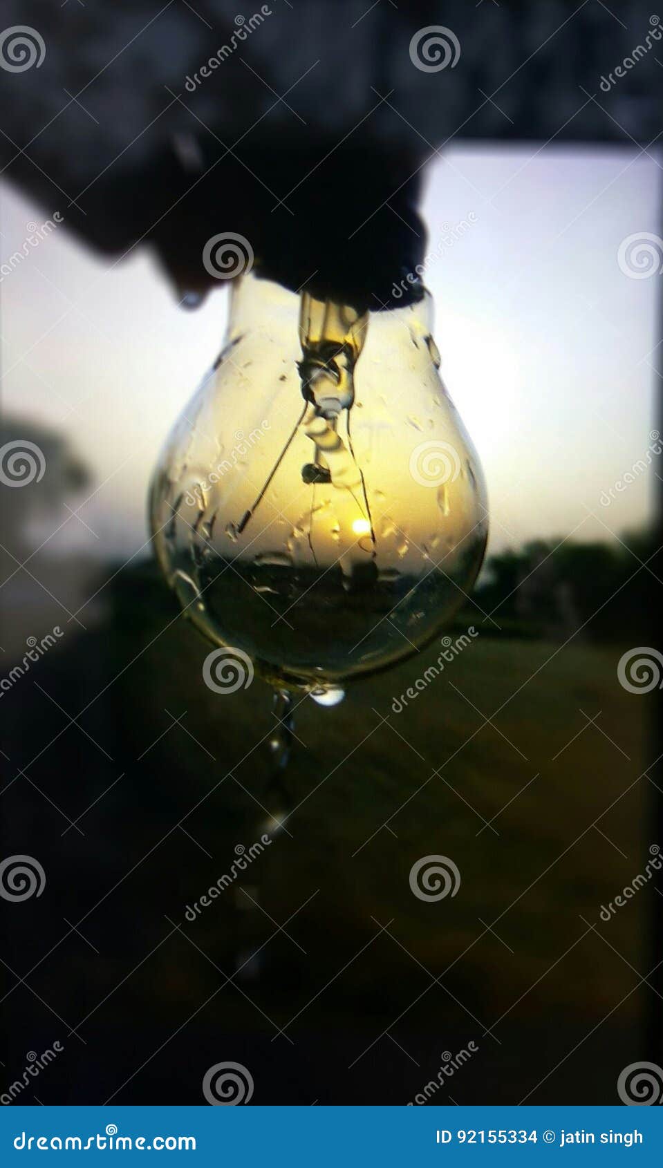 Sun pic shows in a bulb stock photo. Image of shining - 92155334