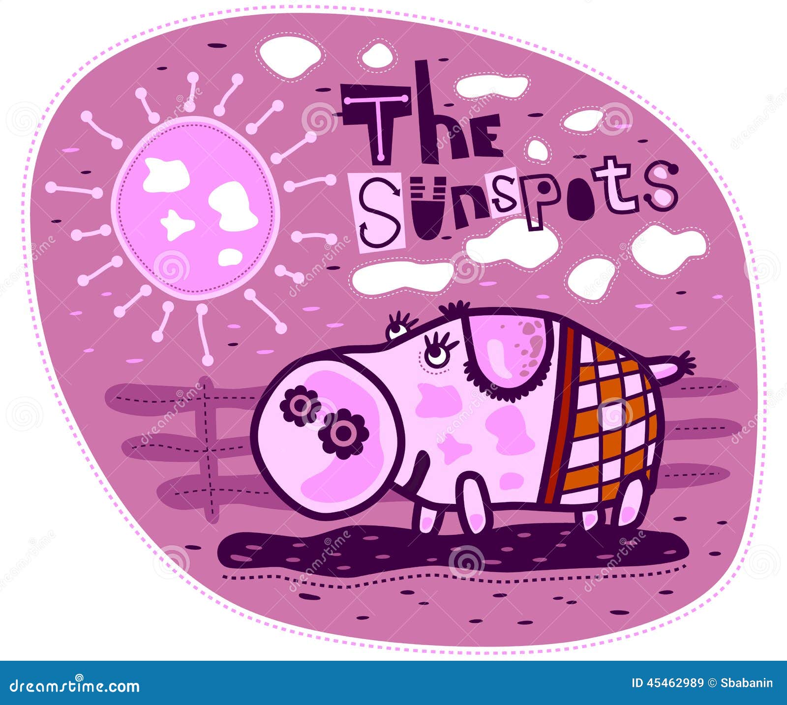 Sun and pig stock vector. Illustration of shadow, fence - 45462989