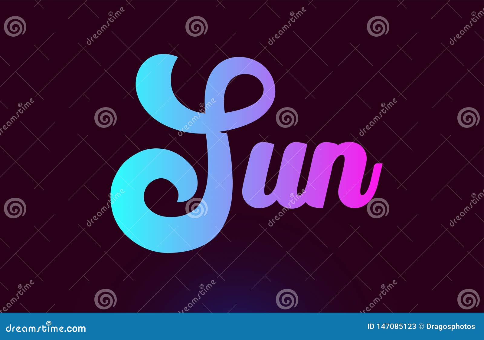 Sun Pink Word Text Logo Icon Design for Typography Stock Illustration ...