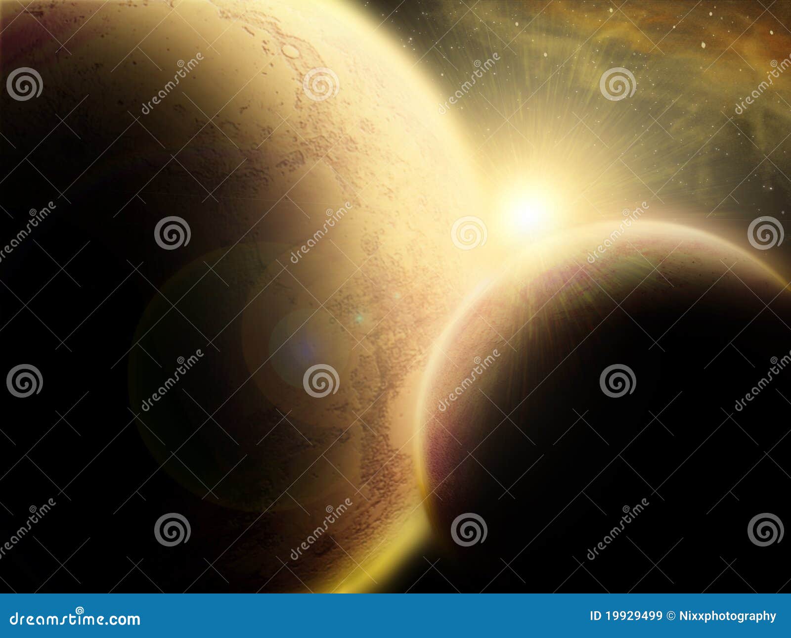 Sun, planet and supernova stock illustration. Illustration of corona ...