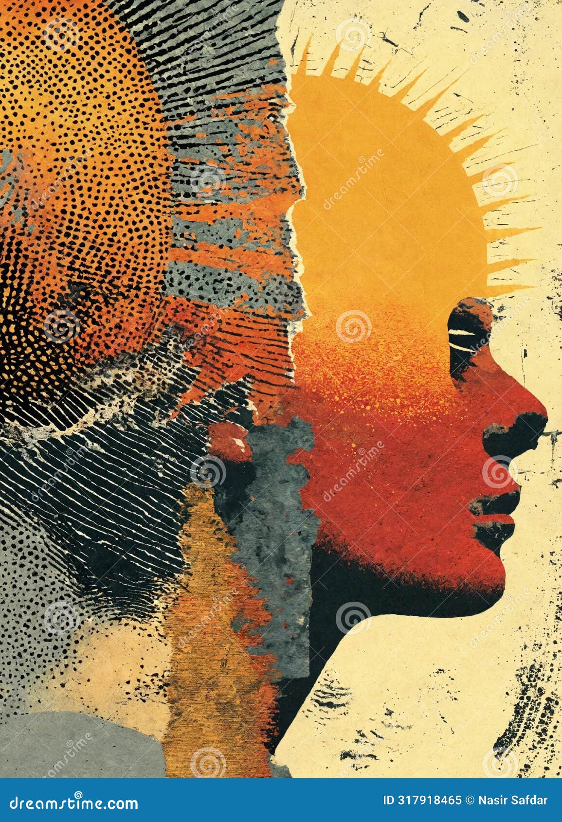 Sun Profile + Halftone Pattern + Editorial Illustration of the Memento ...