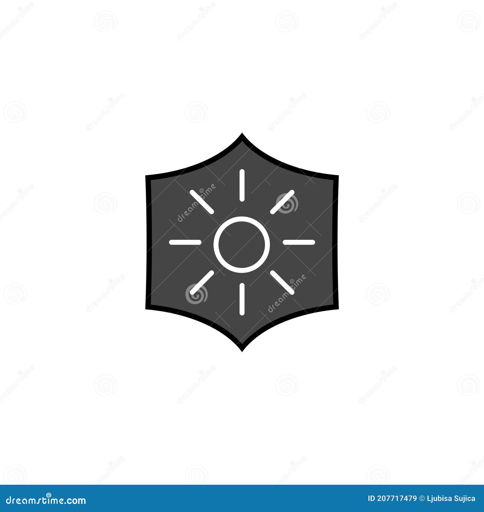 Sun Protect Shield Icon for Web Design Isolated on White Background ...