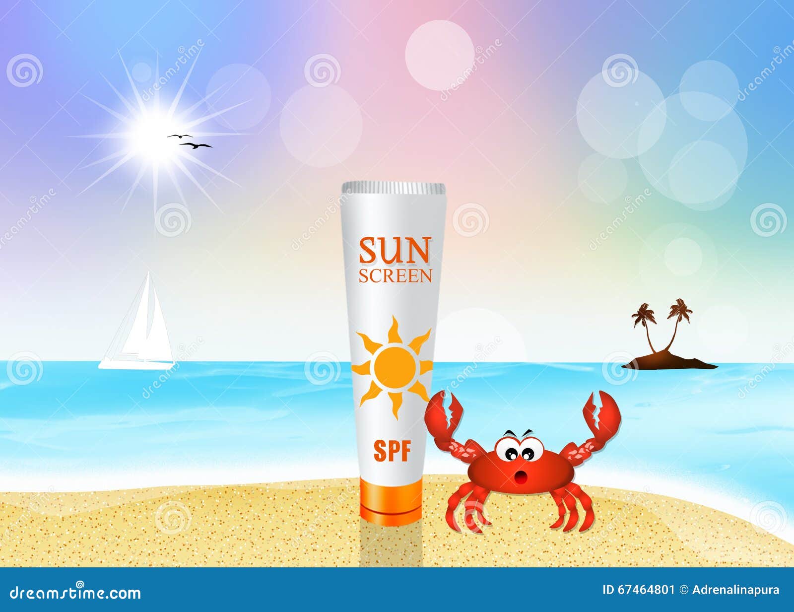 Sun Protection on the Beach Stock Illustration - Illustration of ...