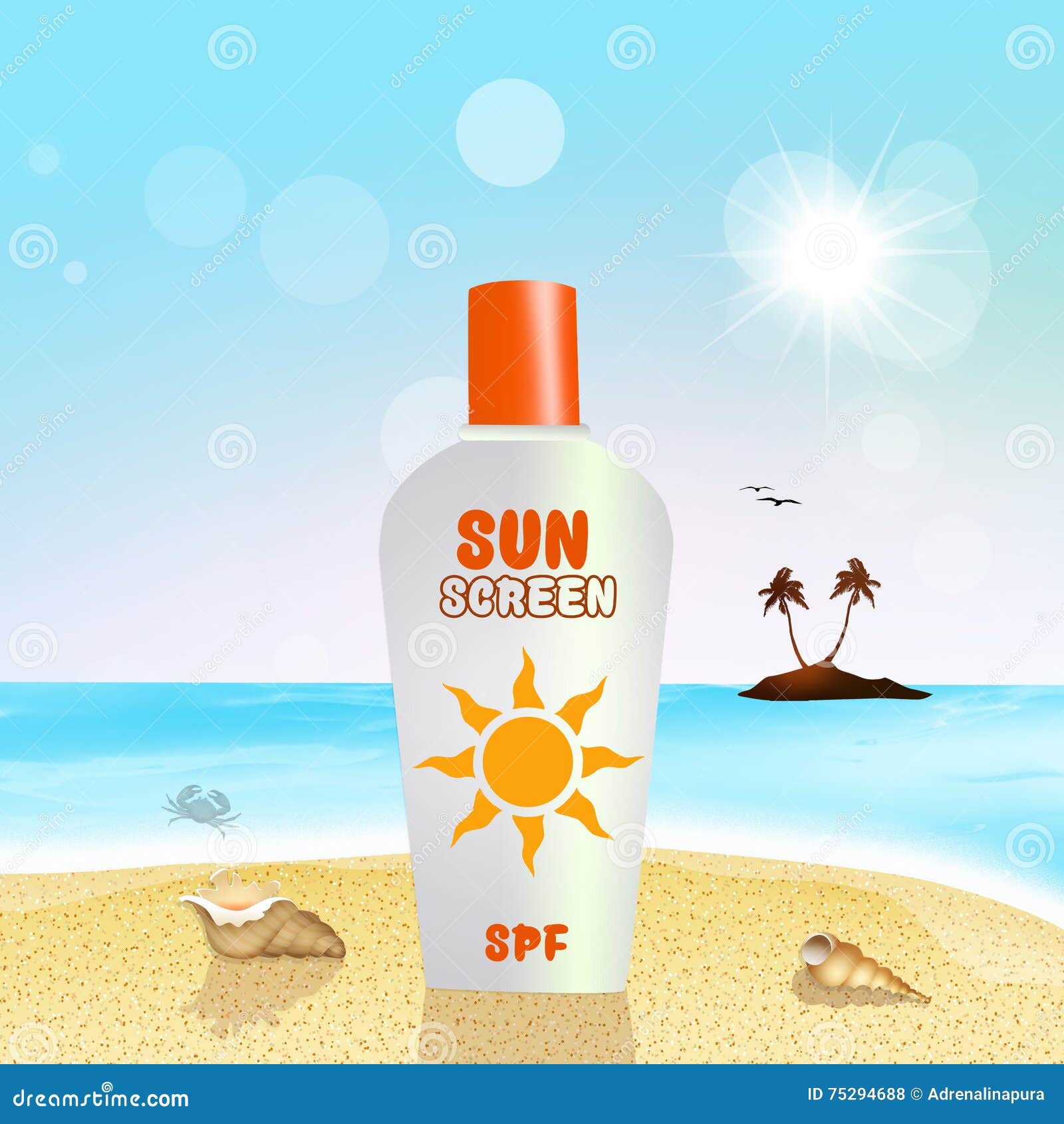 Sun Protection on the Beach Stock Illustration - Illustration of ocean ...