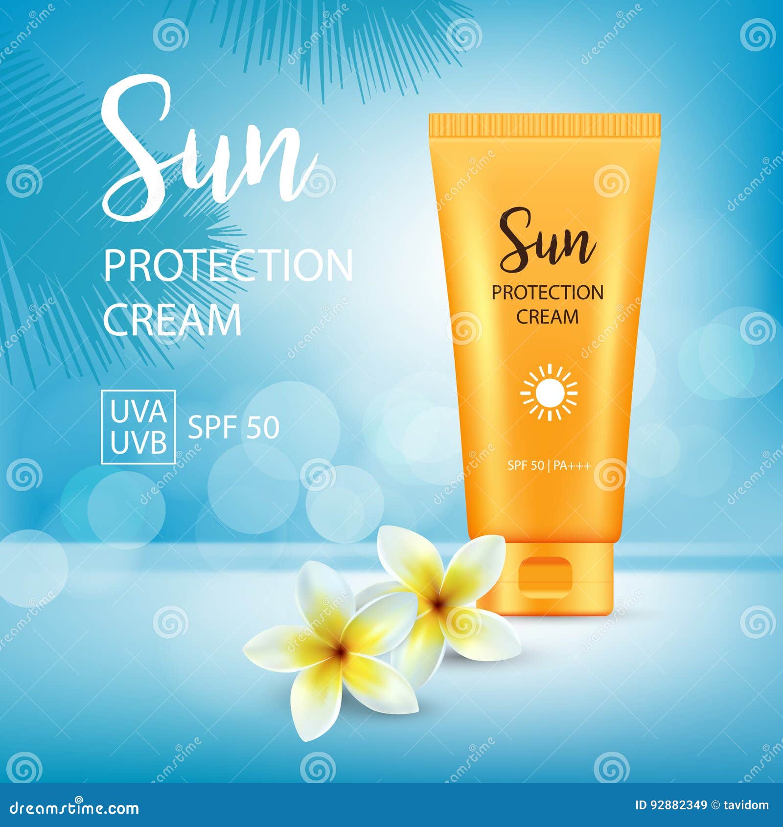 Sun Protection Cosmetic Products Design Template. Vector Illustration ...