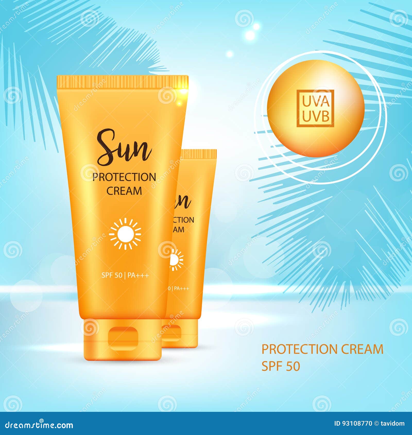 Sun Protection Cosmetic Products Design Template. Vector Illustration ...