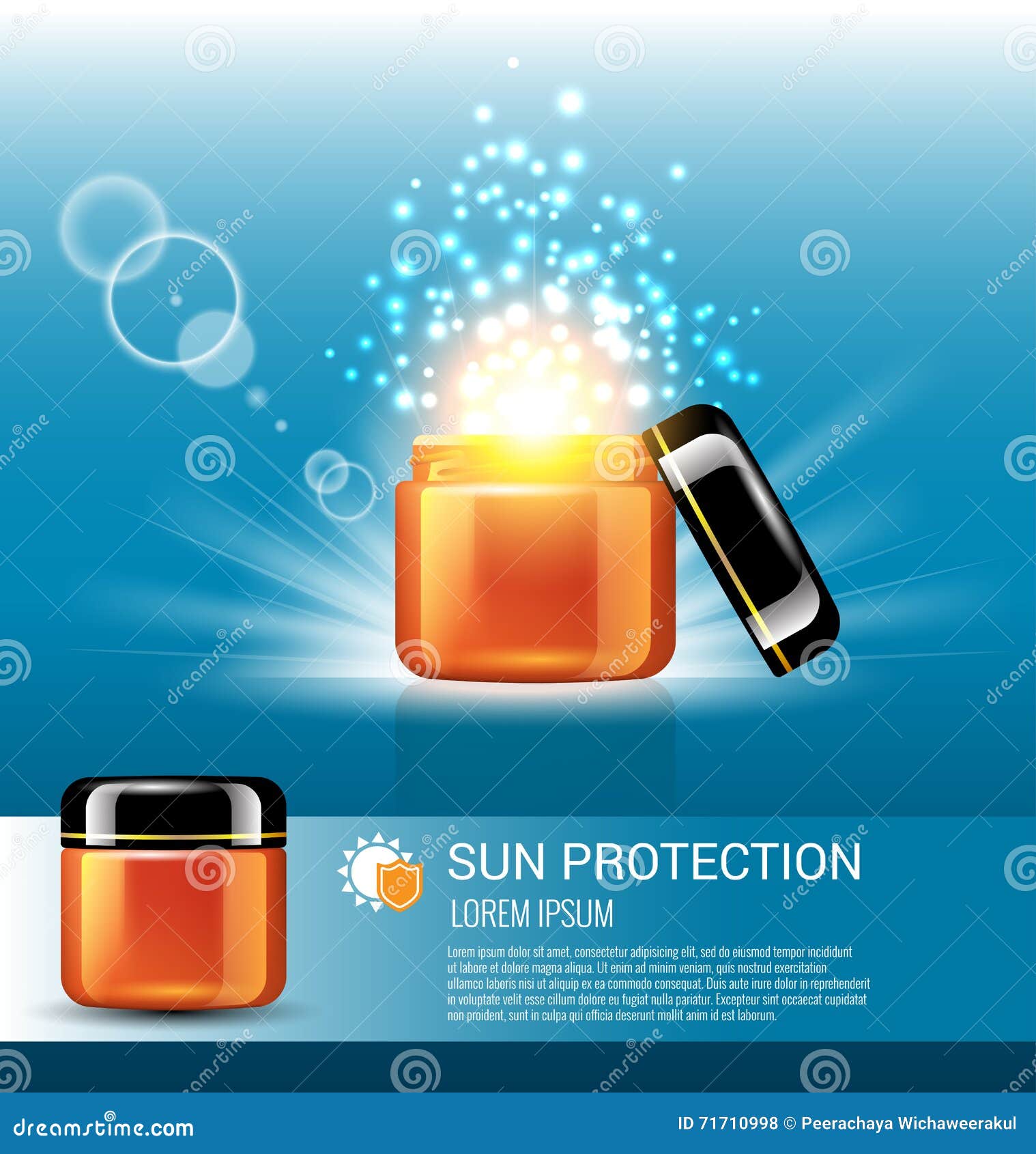 Sun Protection for Skin Care Stock Vector - Illustration of collagen ...