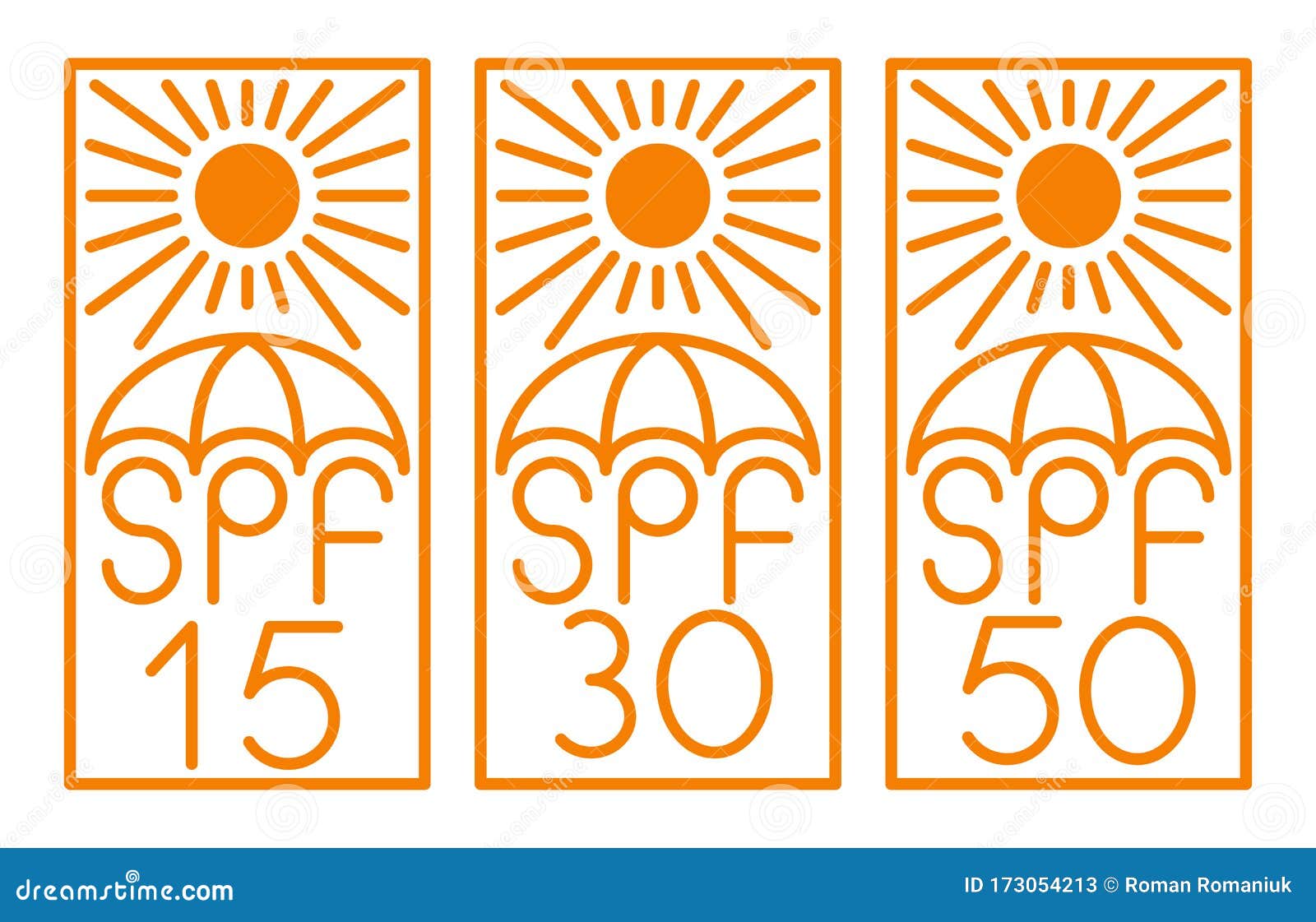 Sun Protection, SPF 50 Vector Icons. Orange Color Simple Line Style ... Sun Protection, SPF 50 Vector Icons. Orange Color Simple Line Style ...