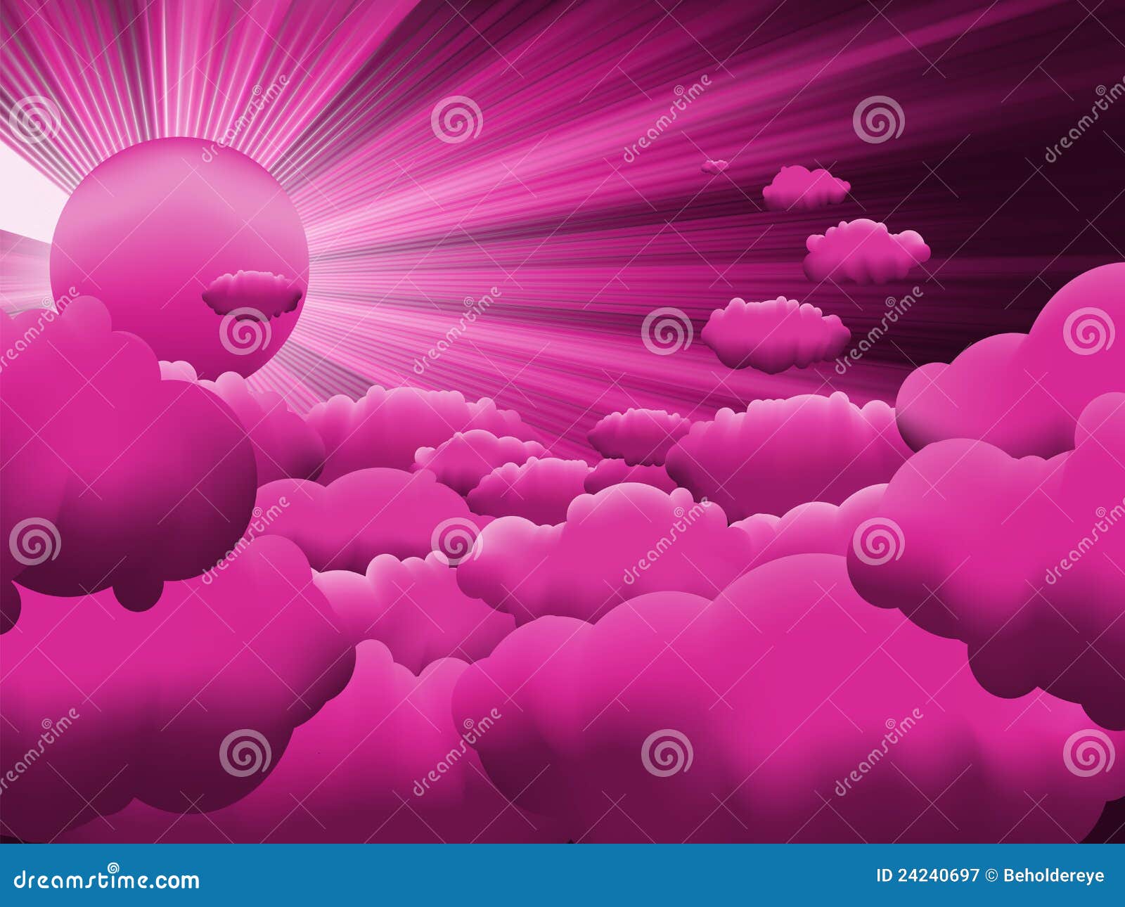 Sun and Purple Sky with Beautiful Clouds. EPS 8 Stock Vector ...