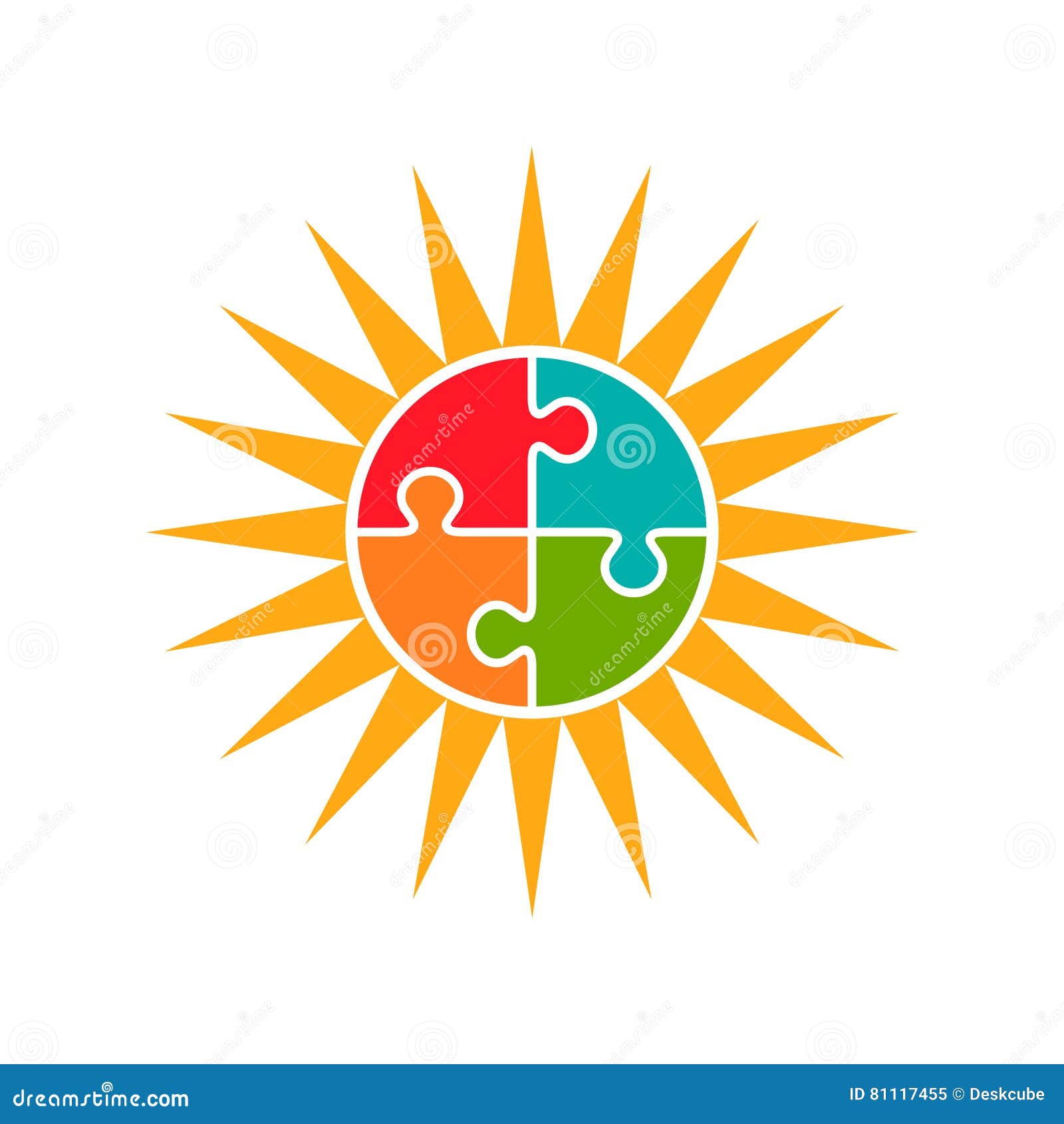 Sun Puzzle Autism Hope Illustration Stock Vector - Illustration of ...