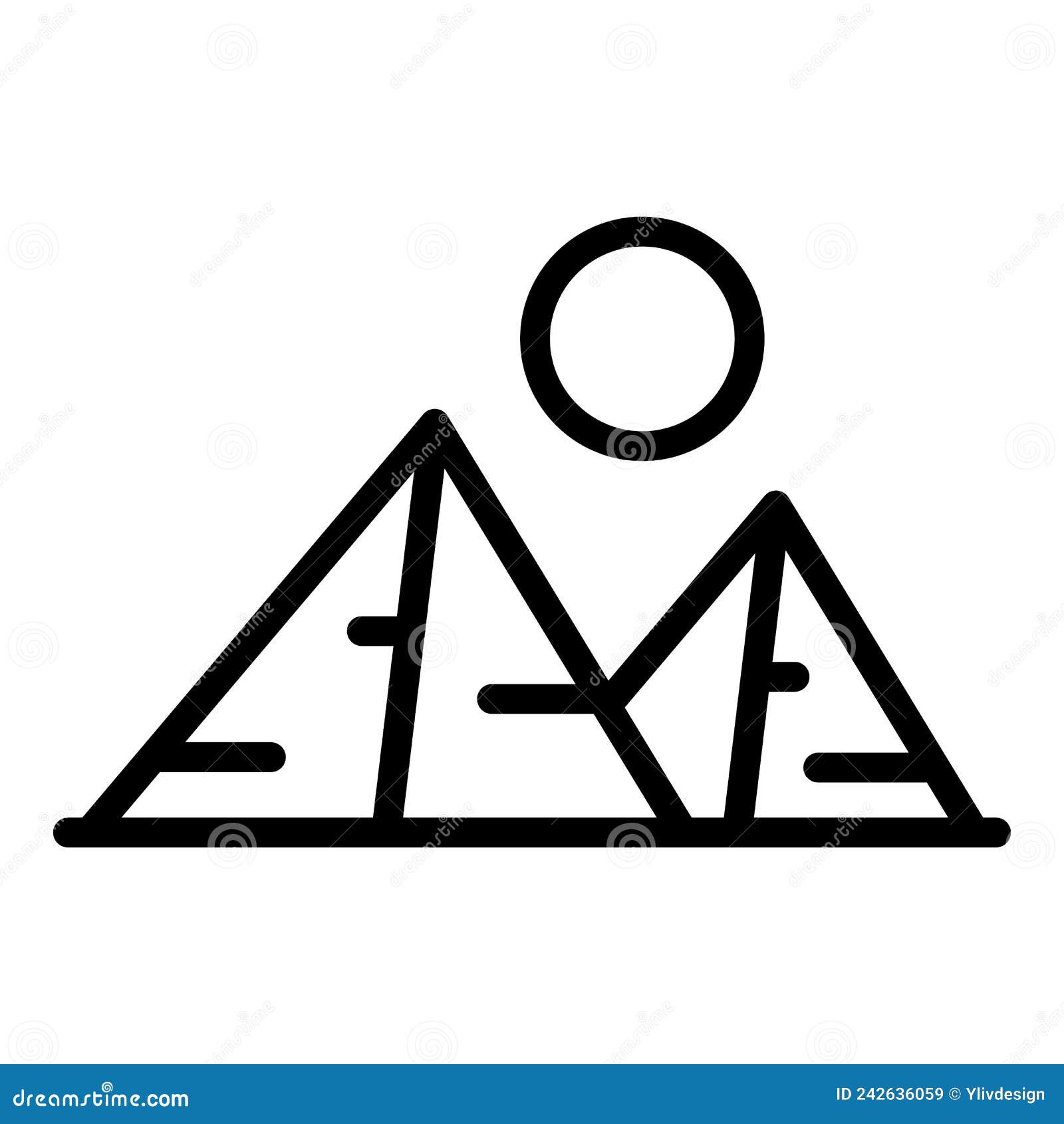 Sun Pyramid Icon Outline Vector. Ancient Egypt Stock Vector ...