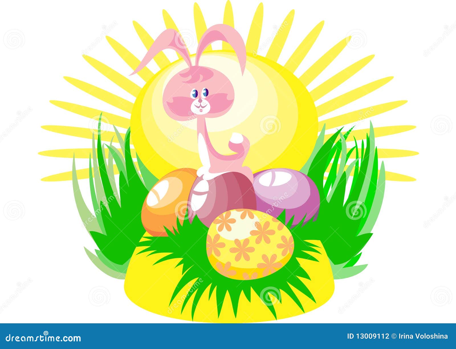 Sun rabbit stock vector. Illustration of eggs, grass - 13009112