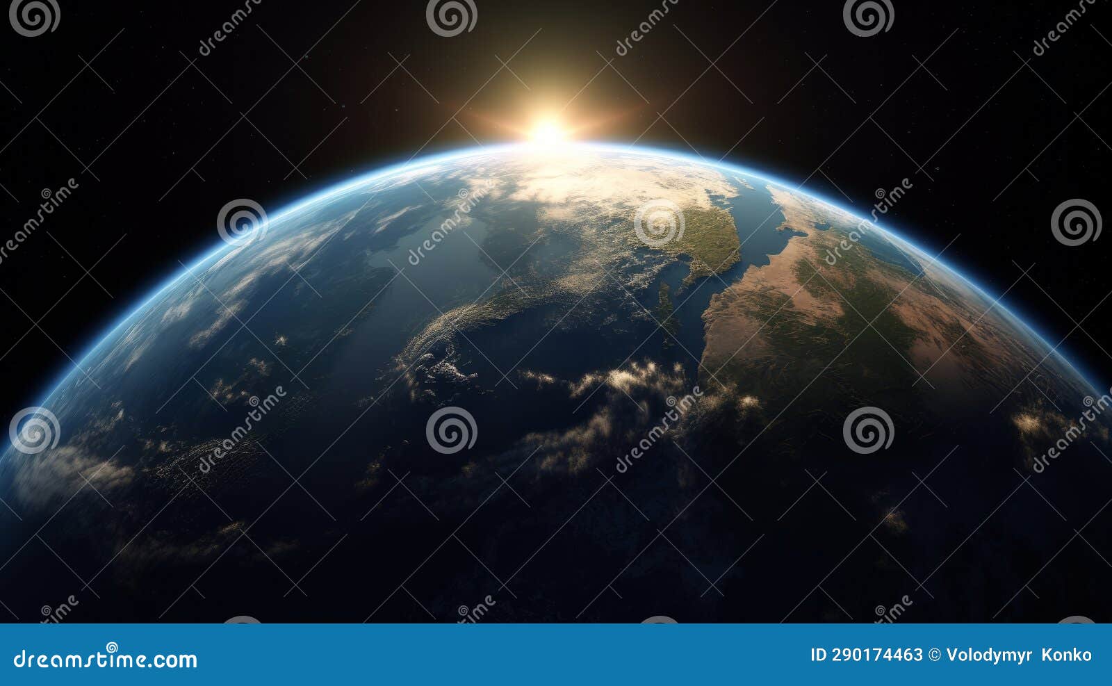 The Sun Radiating Light Onto the Planet Earth. Generative Ai Stock ...