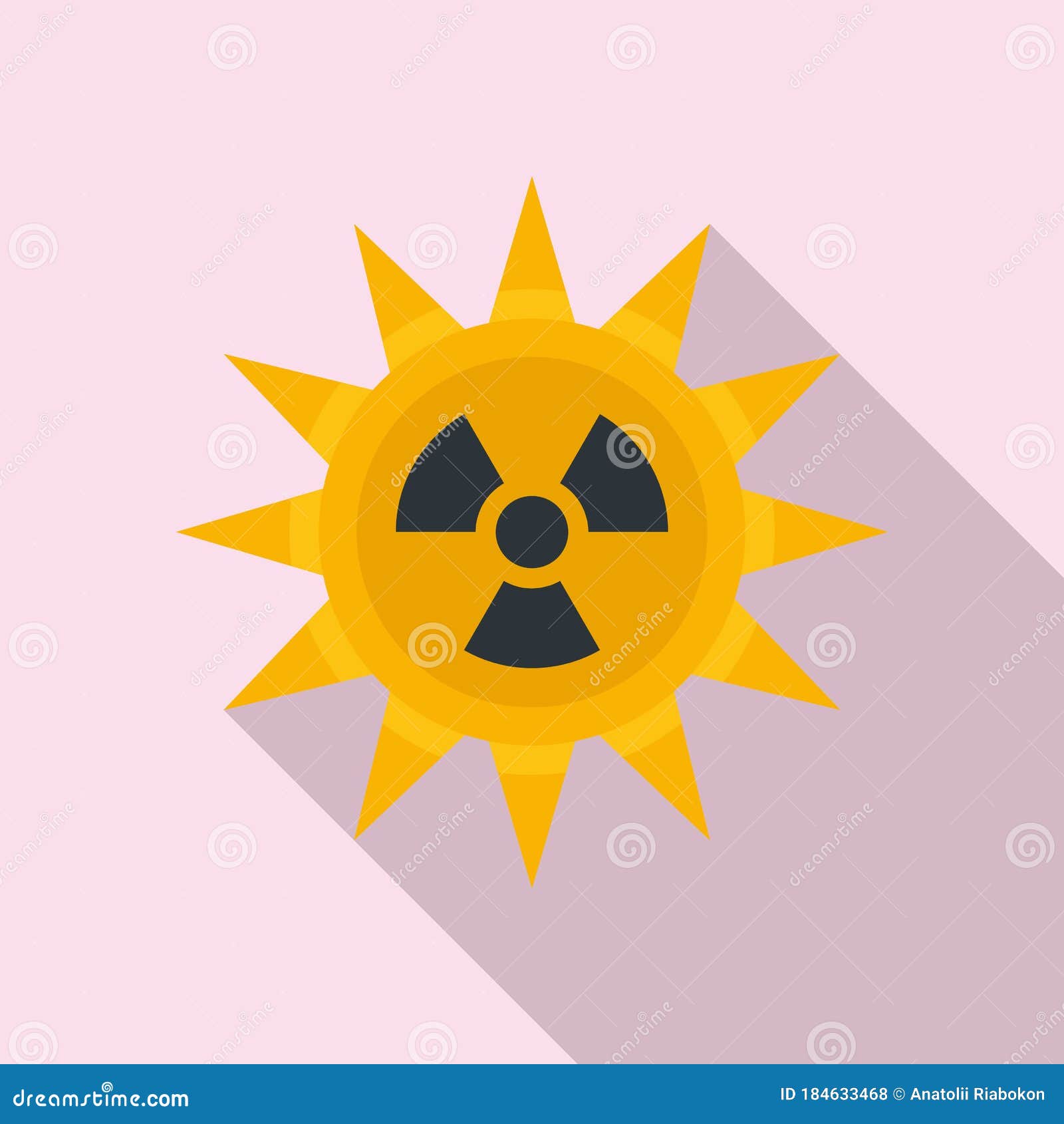 Sun Radiation Icon, Flat Style Stock Vector - Illustration of shine ...