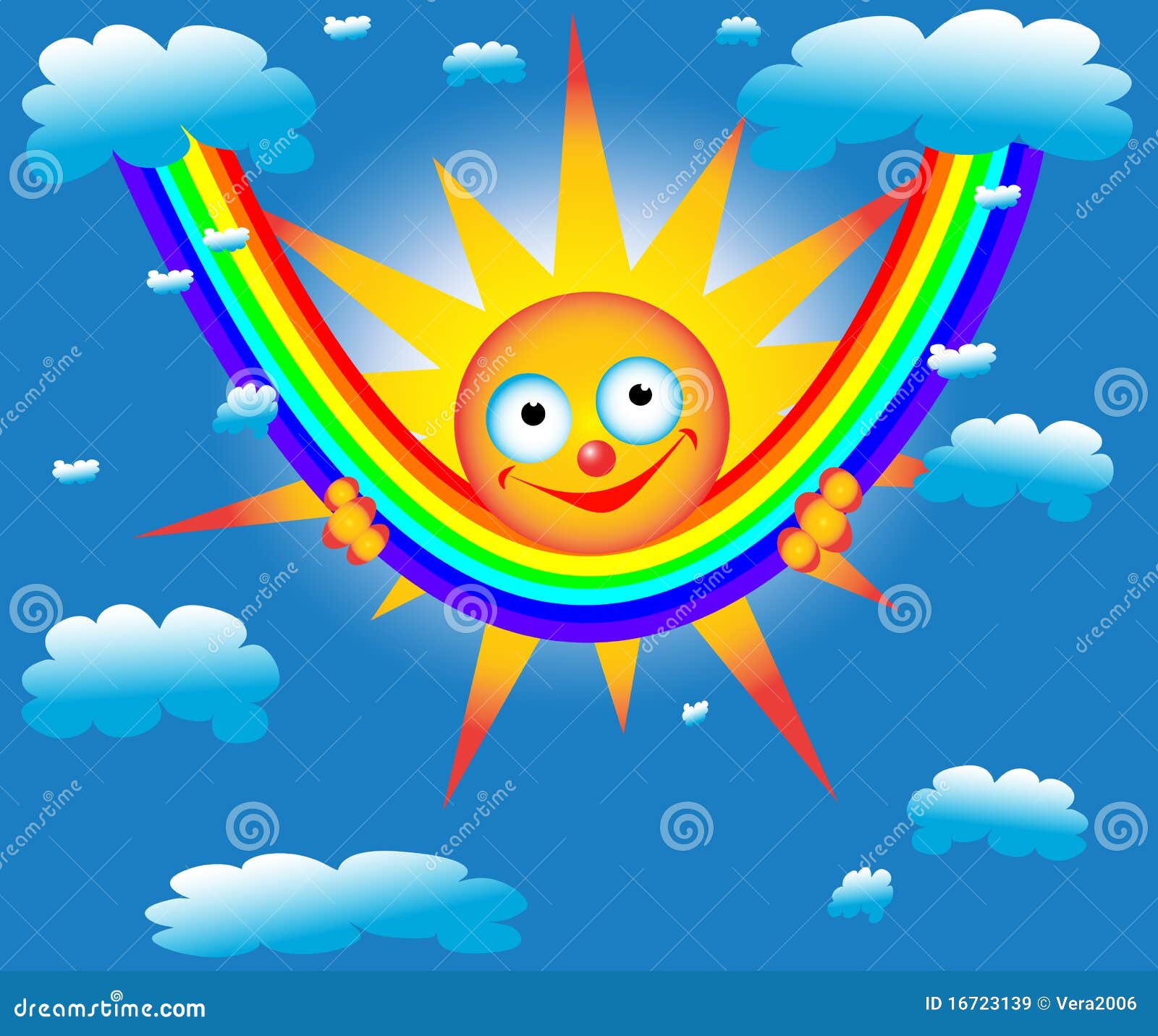 The sun on a rainbow stock vector. Illustration of spectrum - 16723139