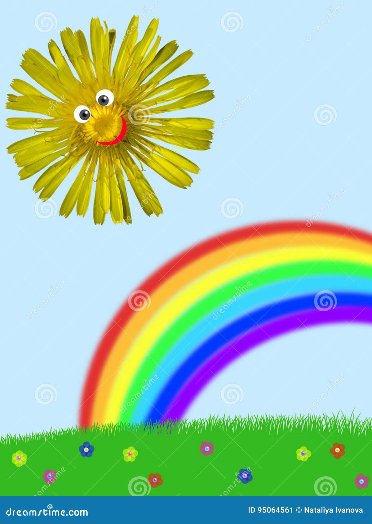 The sun and the rainbow stock illustration. Illustration of sunlight ...