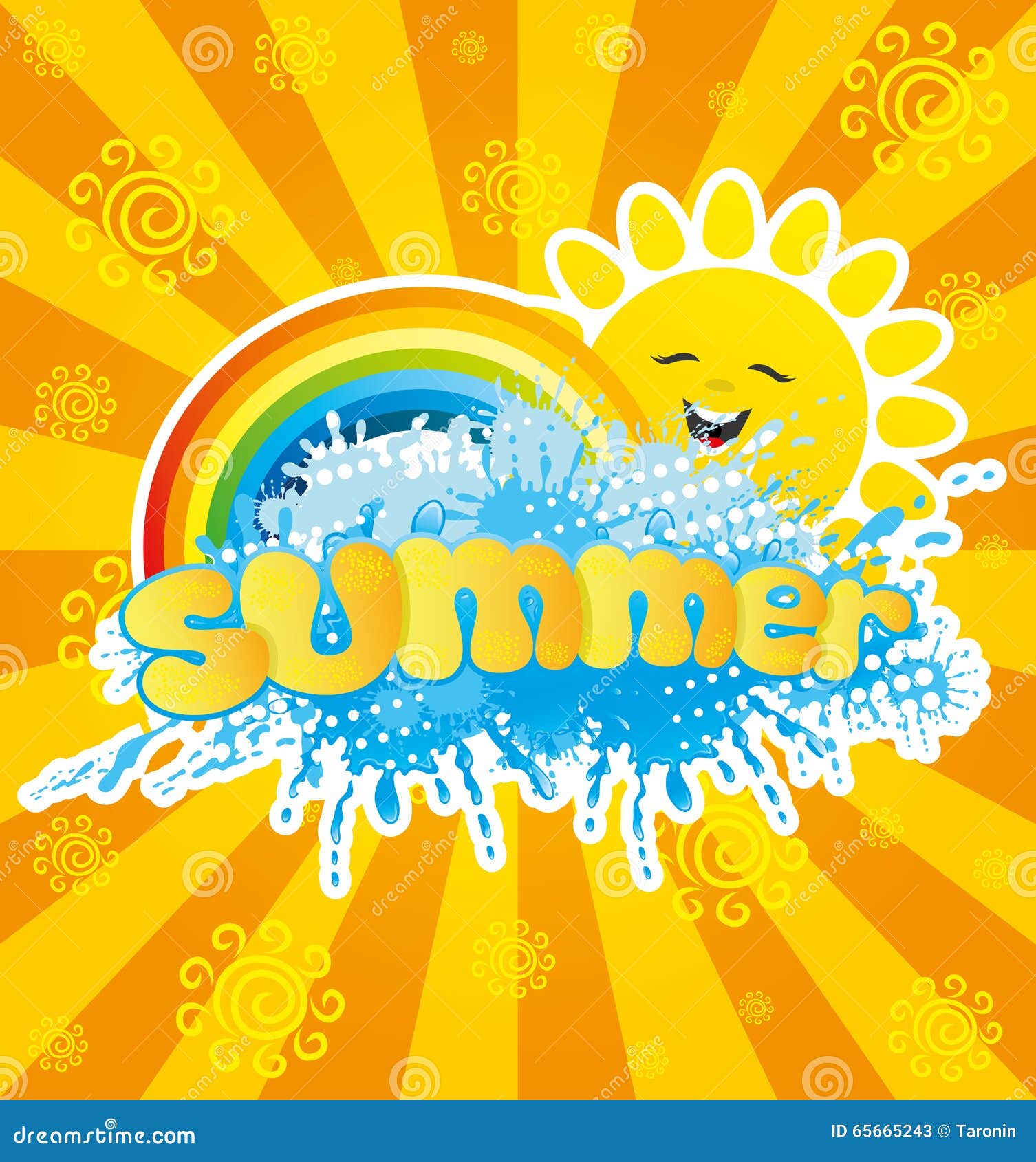 Sun, Rainbow and Splash of Water Stock Vector - Illustration of paint ...