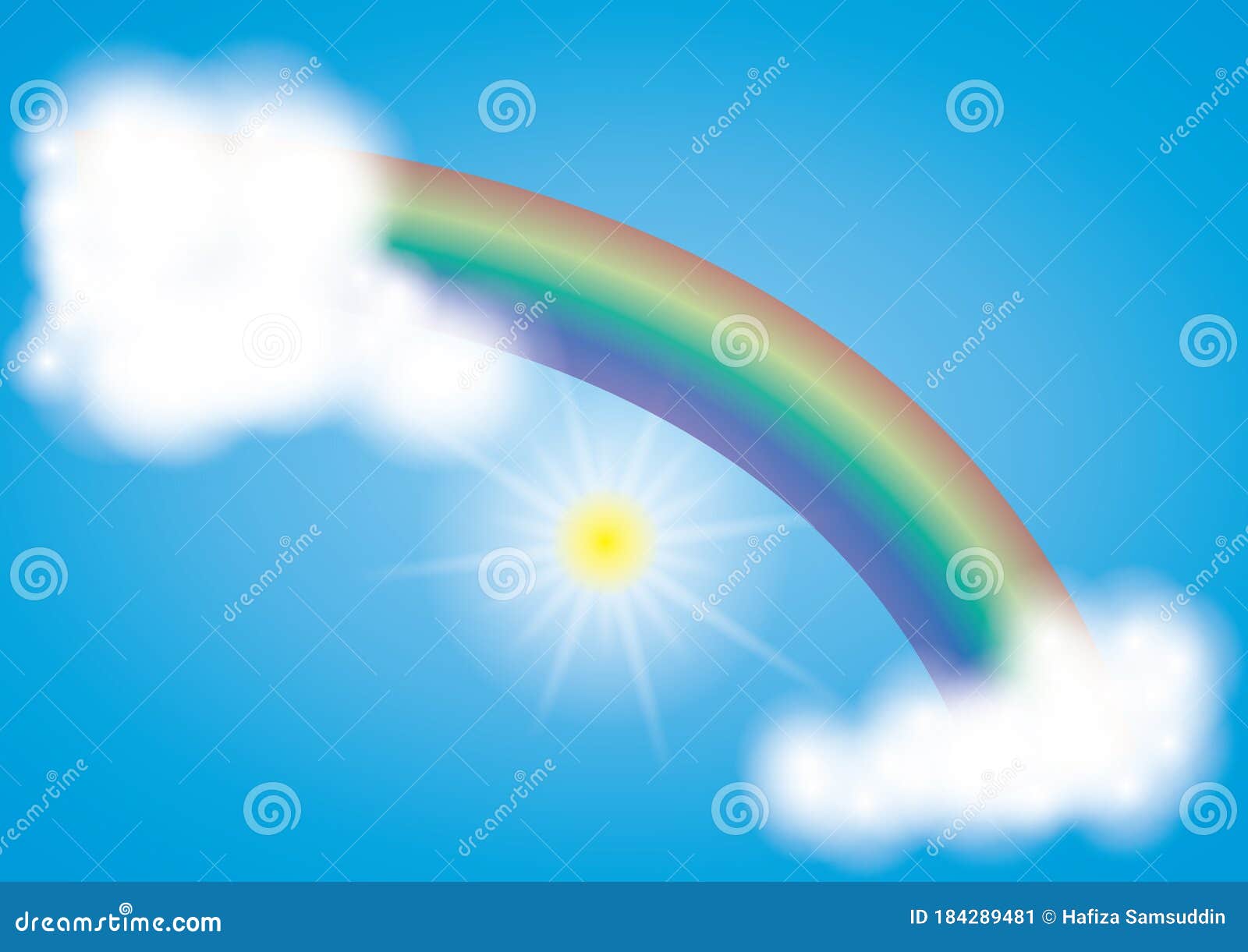 Sun and Rainbow. Vector Illustration Decorative Background Design Stock ...