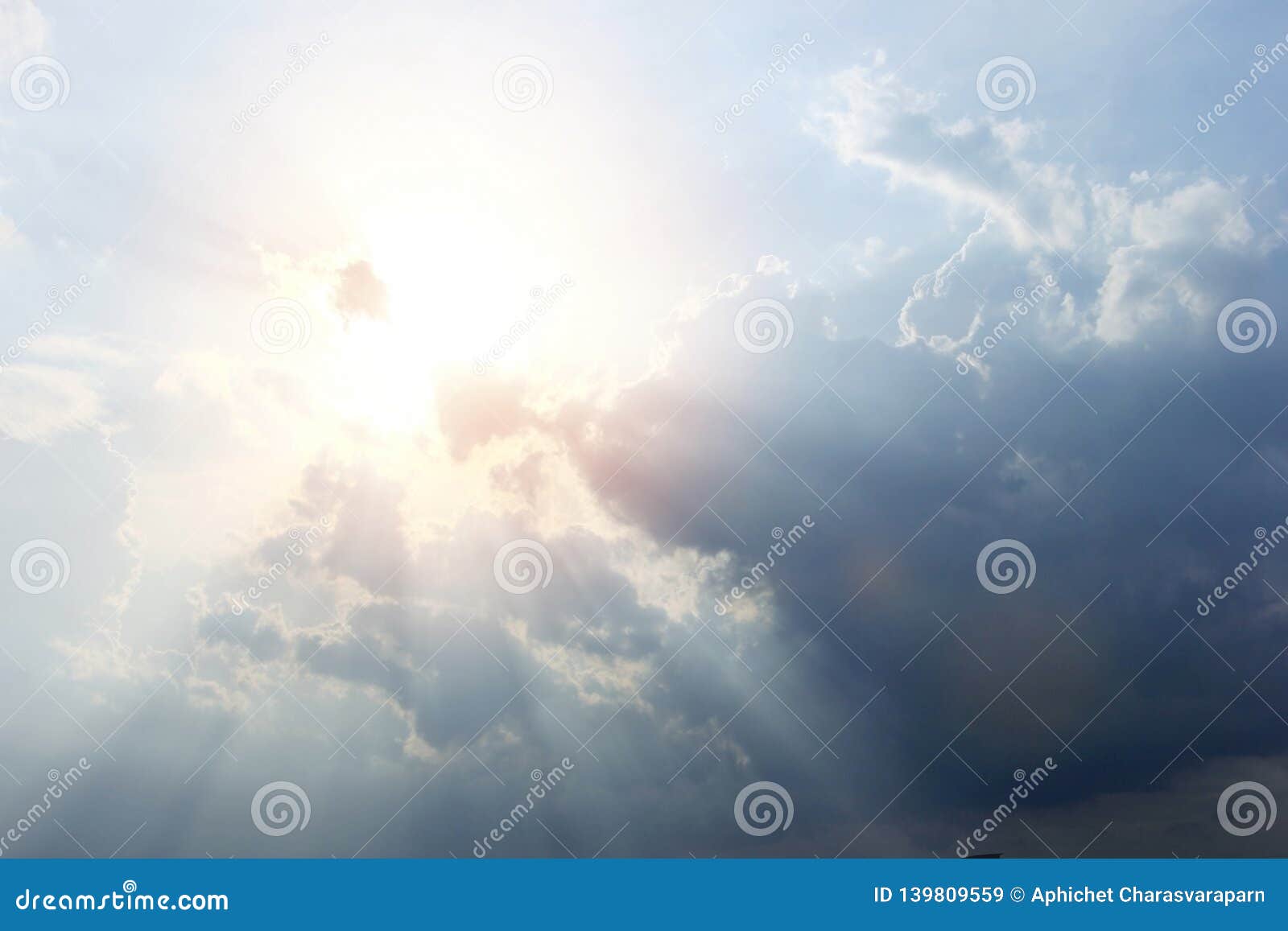 Sun Ray with Blue Sky and Cloud Stock Image - Image of cloudy, beams ...