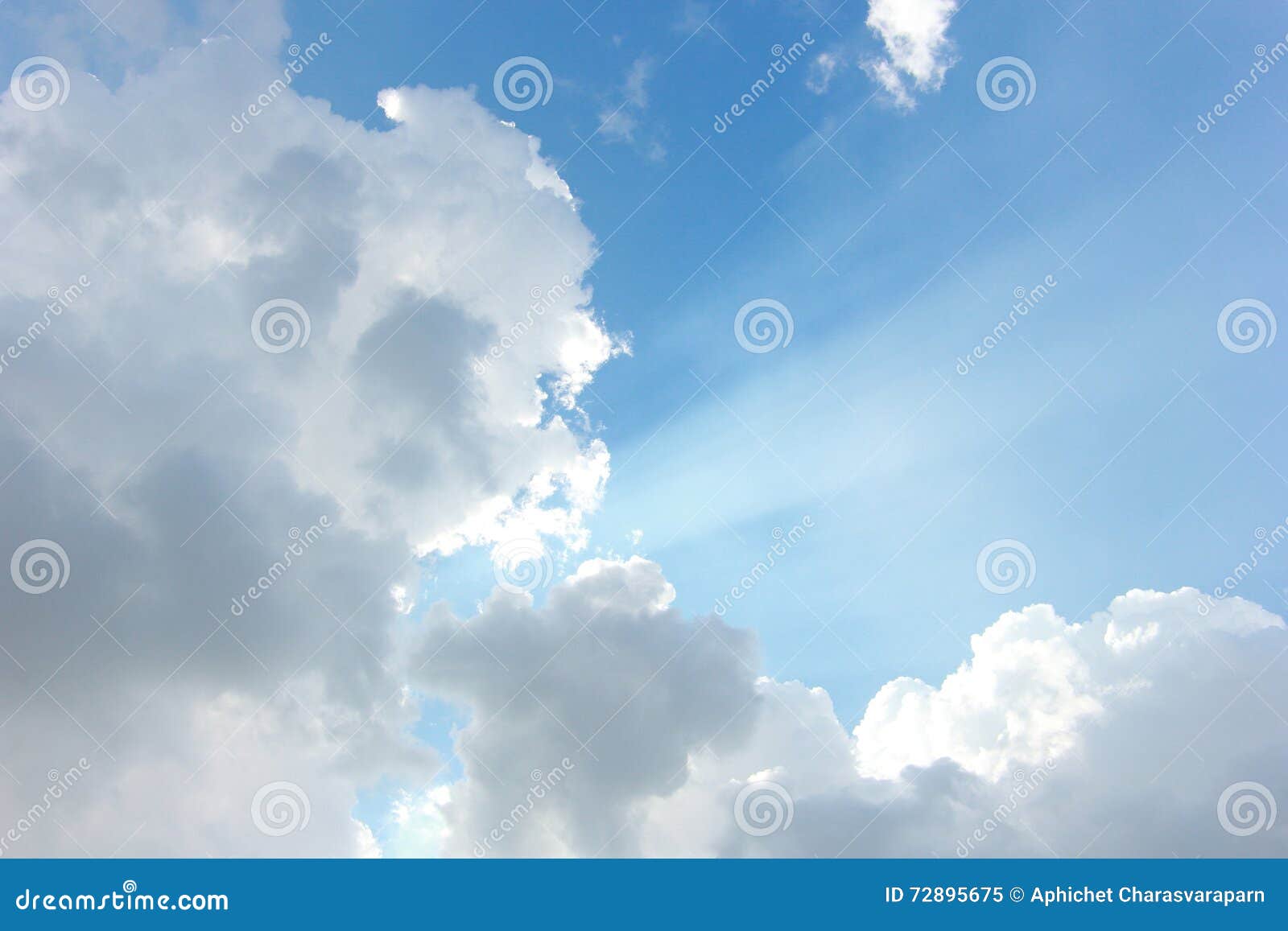 Sun Ray with Blue Sky and Cloud Stock Image - Image of burst, nature ...