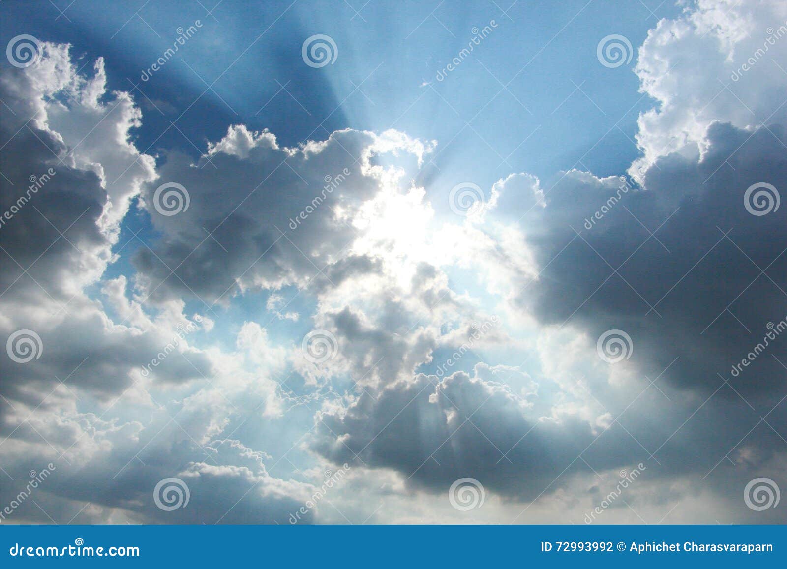 Sun Ray with Blue Sky and Cloud Stock Photo - Image of light, nature ...