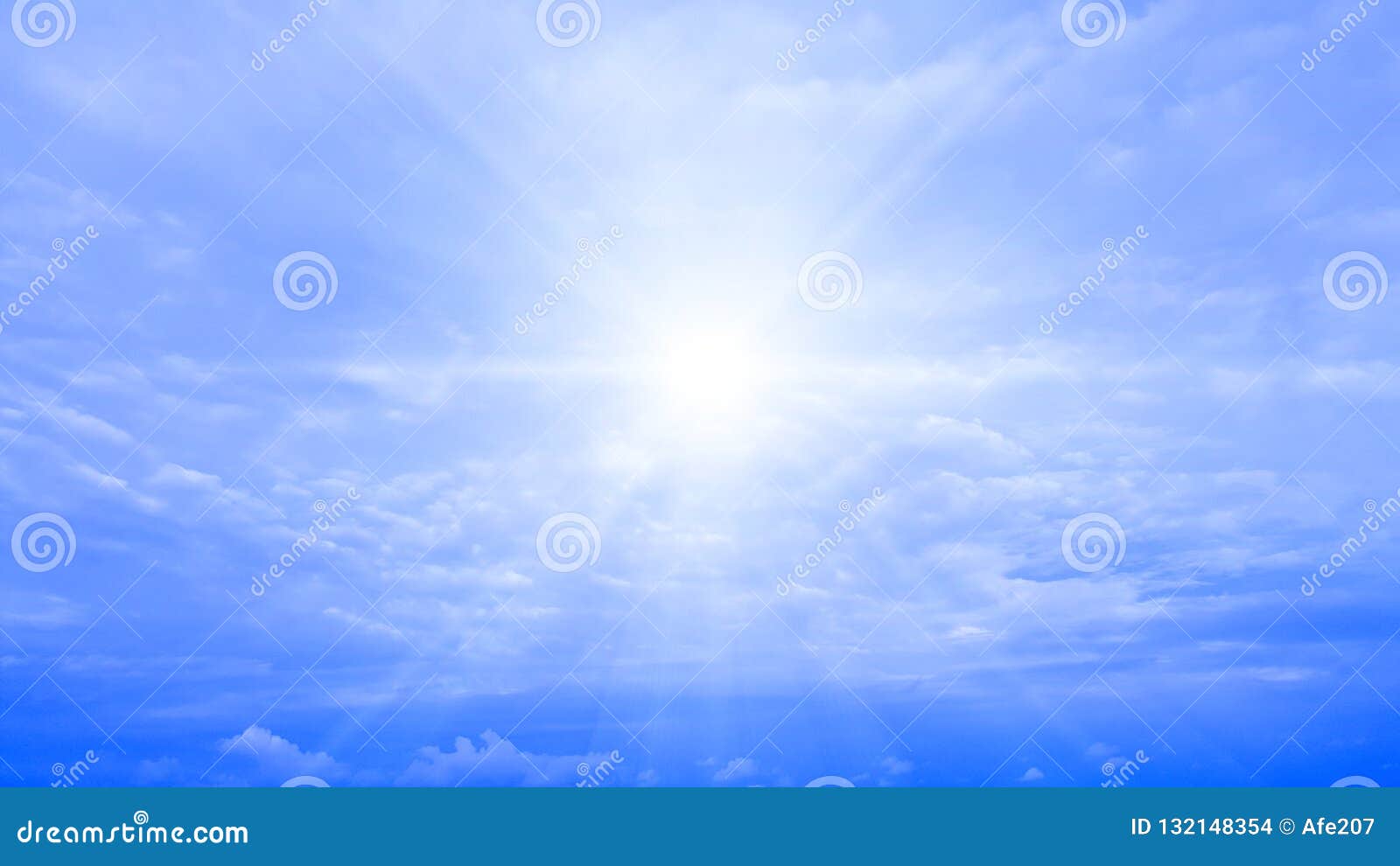 Sun Ray and Blue Sky with Clouds Isolated Nature Background Stock Photo ...