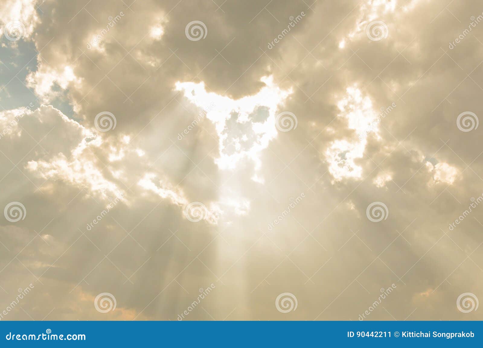 Sun Ray Light through Down from Cloud. Stock Image - Image of space ...