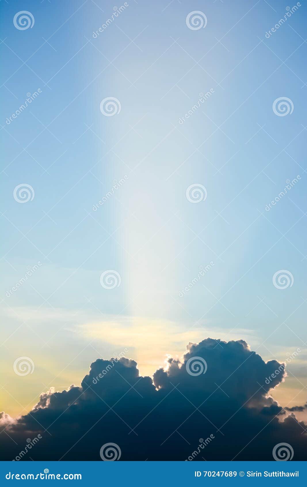 Sun Ray Shine through Dark Cloud in the Sunrise Sky. Stock Image ...