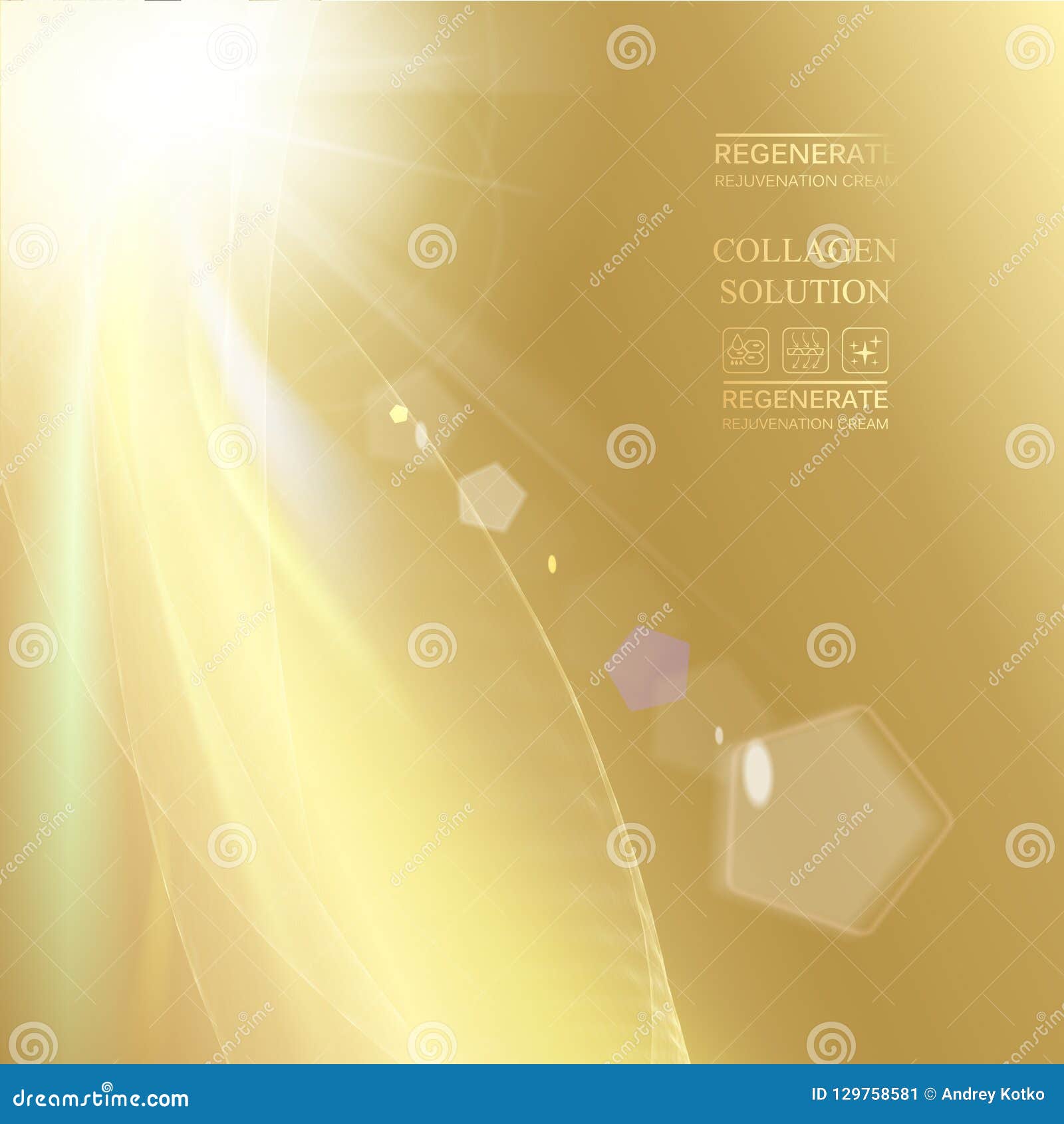 Sun Ray Shining a the Top of Image Over the Golden Gradient Background ...