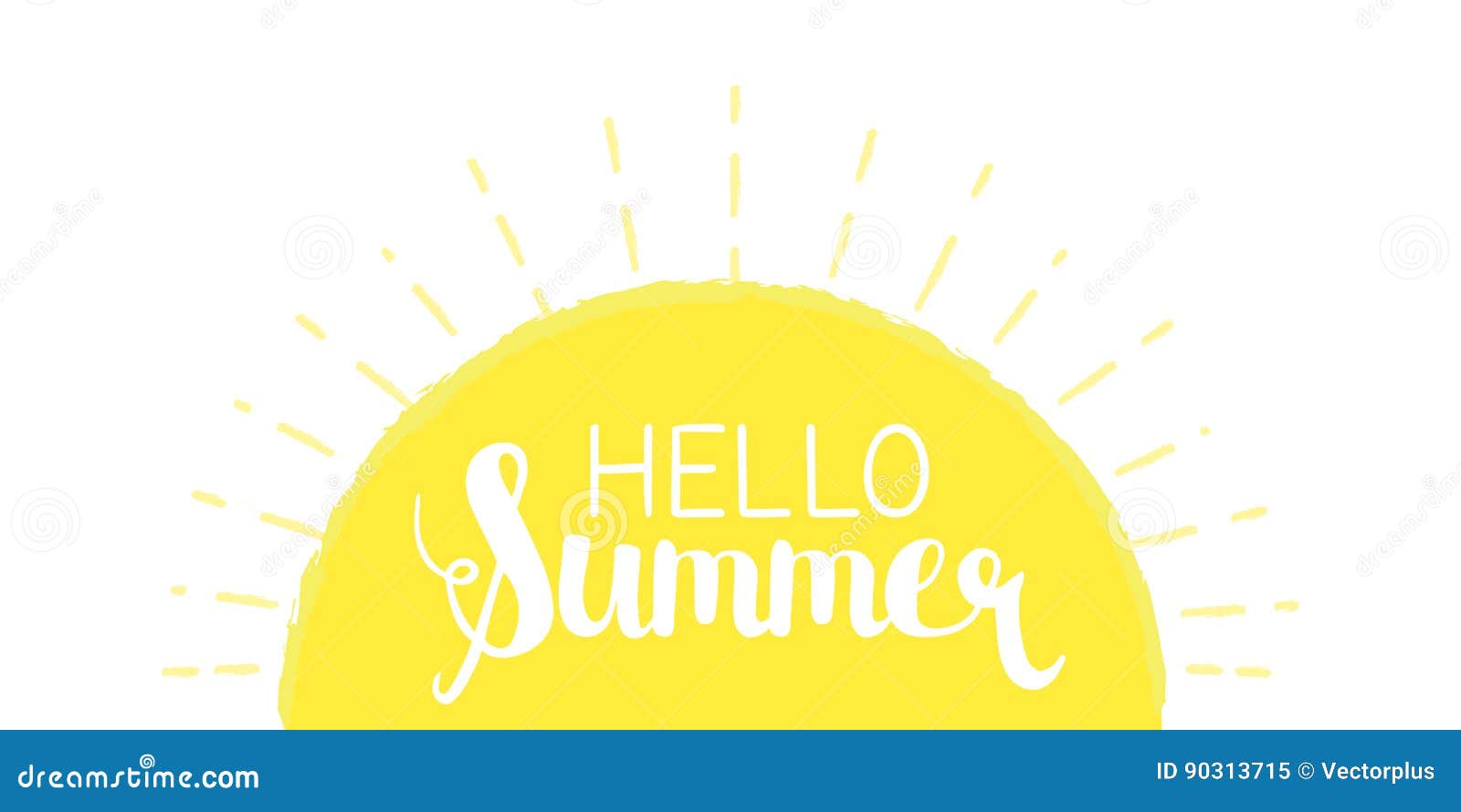 Sun Rays Background with Hello Summer Letters Vector Illustration Stock ...