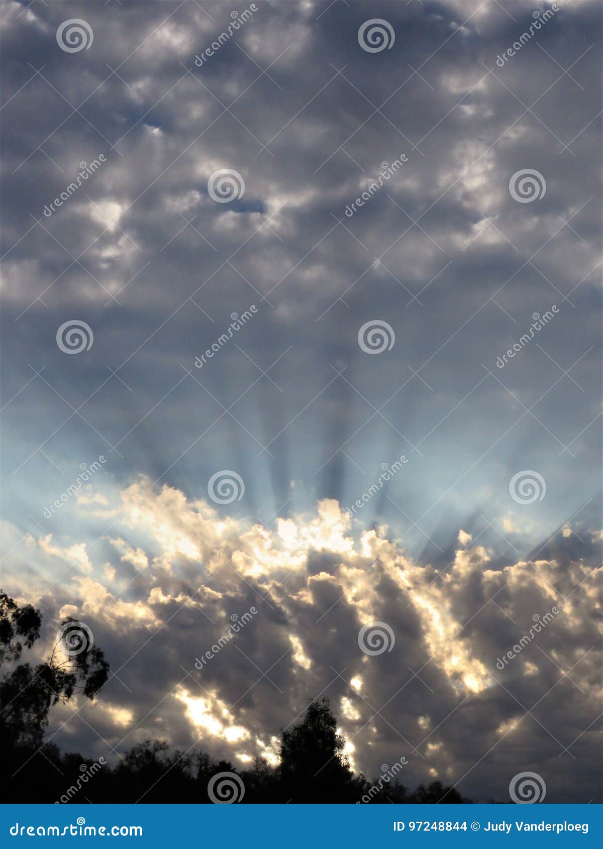 Sun Rays from Behind Clouds Stock Photo - Image of shine, sunset: 97248844