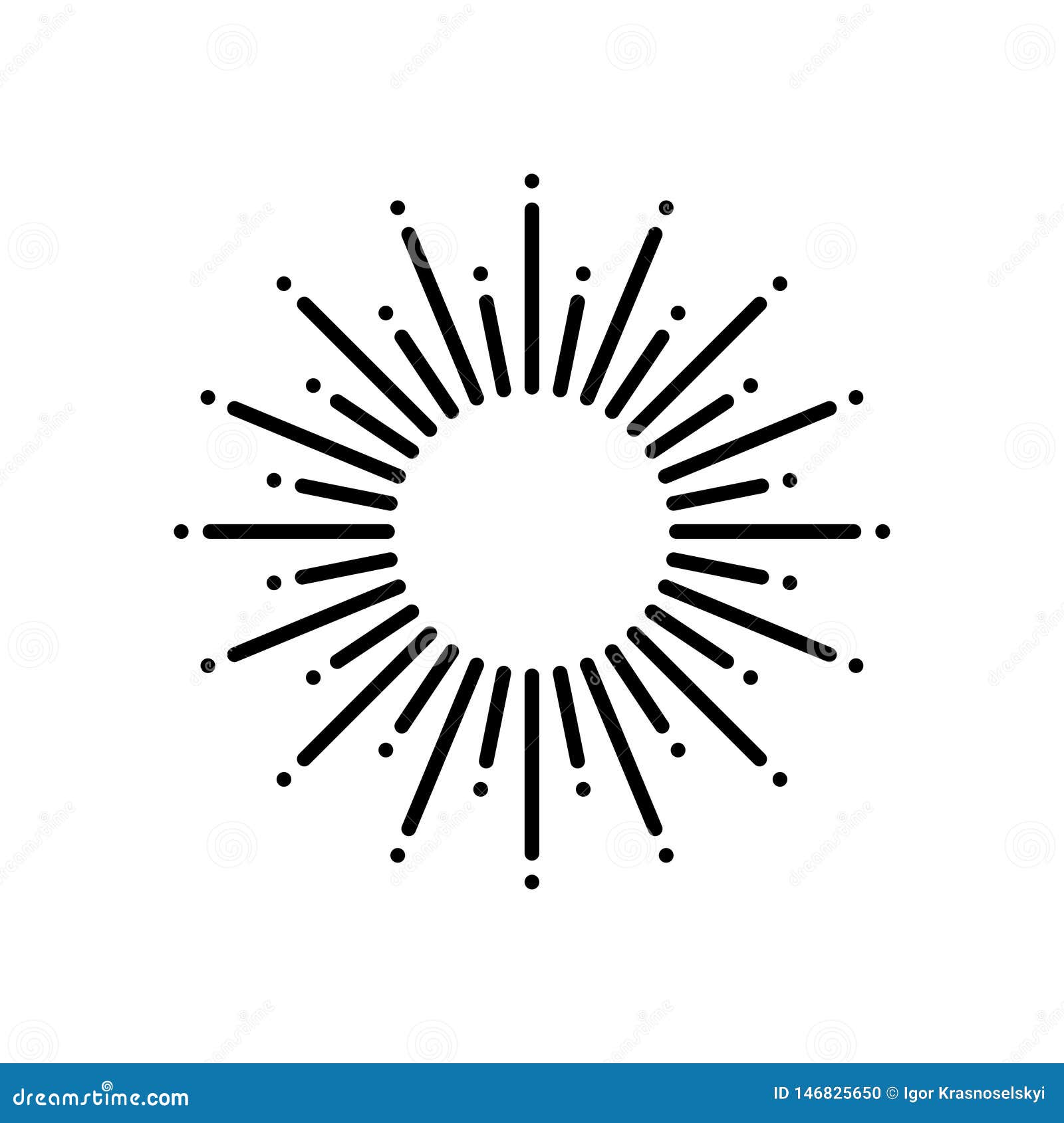 Sun Rays Black Icon Isolated on White Background Stock Vector ...