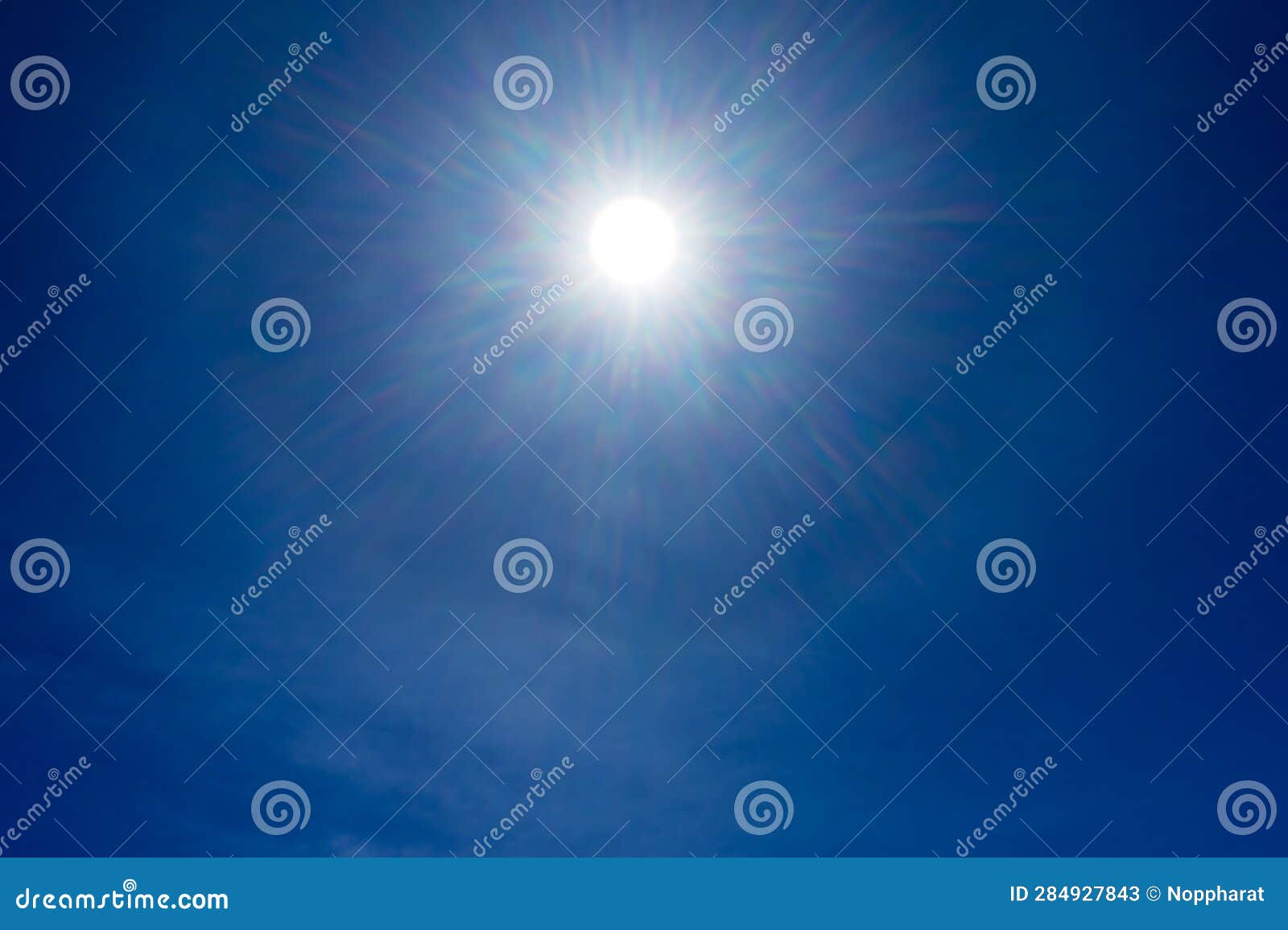 Sun Rays on Blue Sky with Bottom Space Stock Image - Image of ...