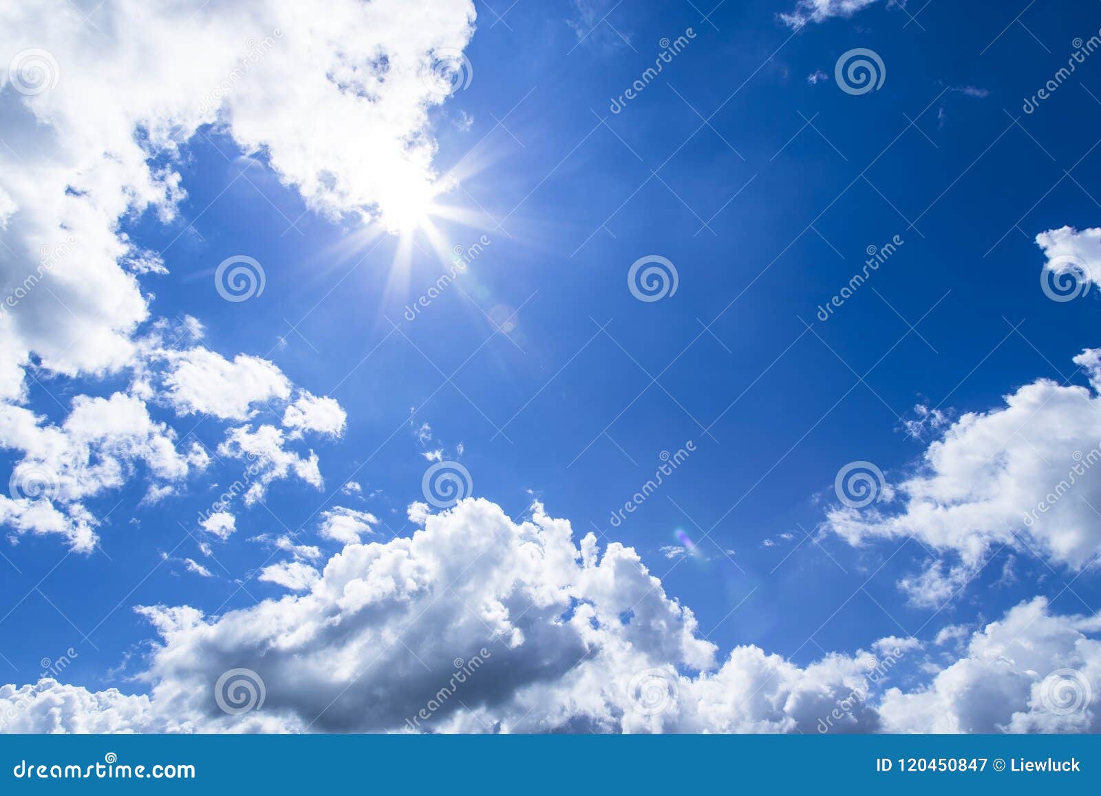 Sun rays and blue sky stock image. Image of white, sunny - 120450847