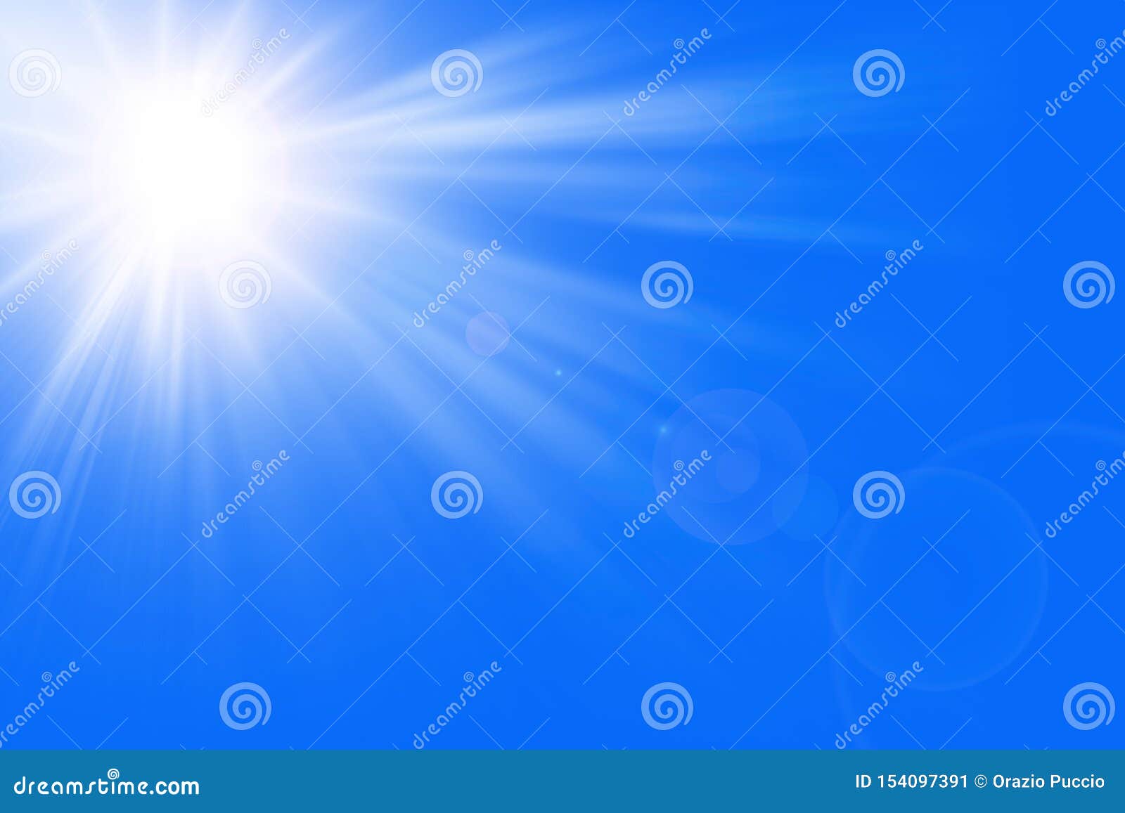 Sun Rays in a Blue Sky _ Paradise Stock Illustration - Illustration of ...