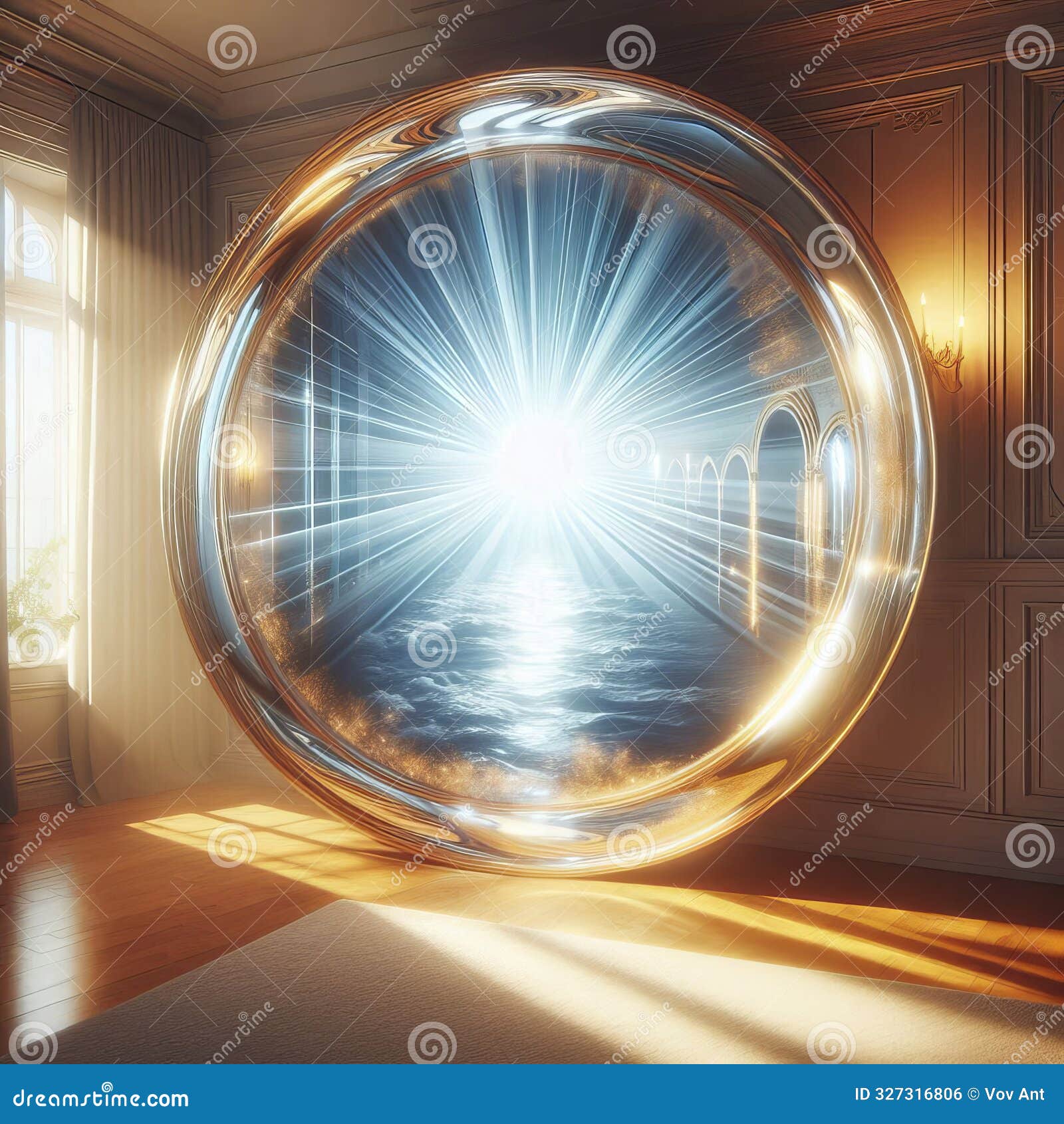 Sun Rays Bouncing Off a Mirrored Surface, Creating a Luminous, Stock ...