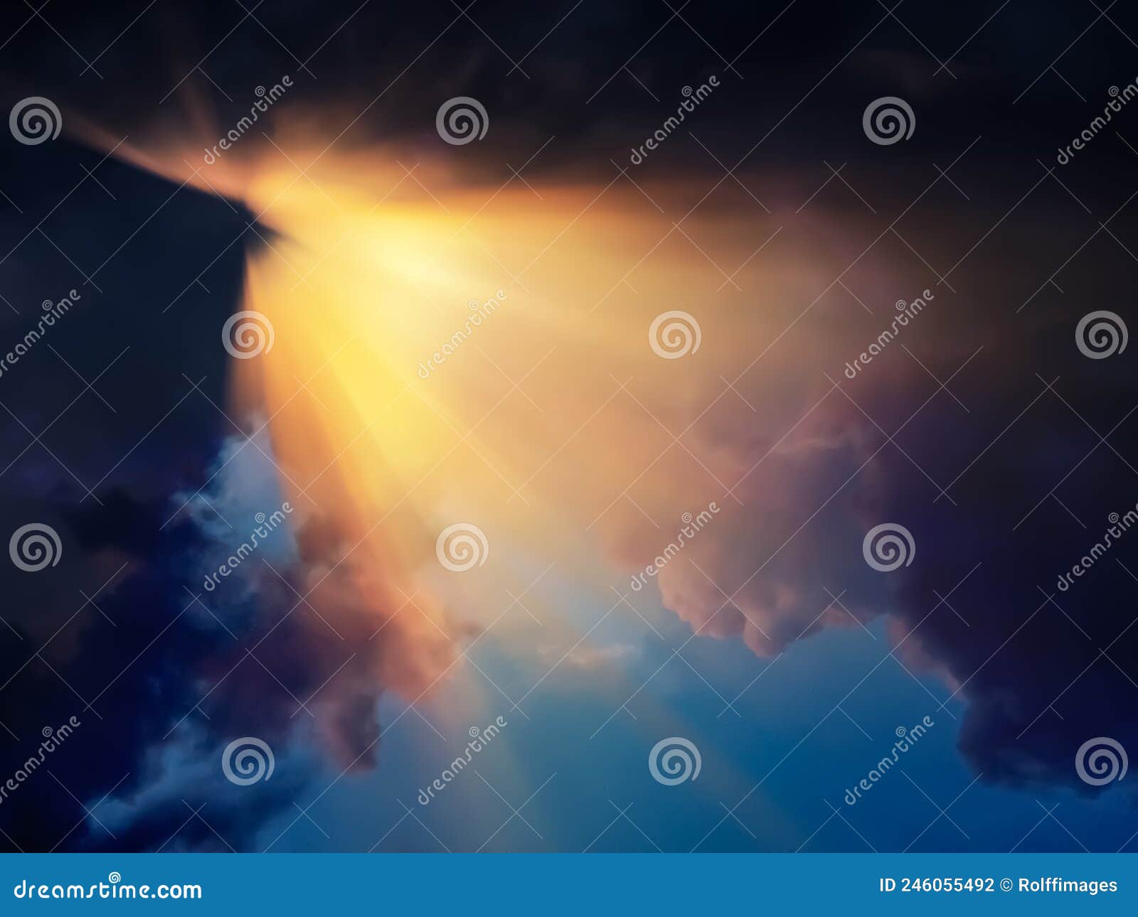 Sun Rays Breaking through Cloud Stock Photo - Image of heavenly, clouds ...