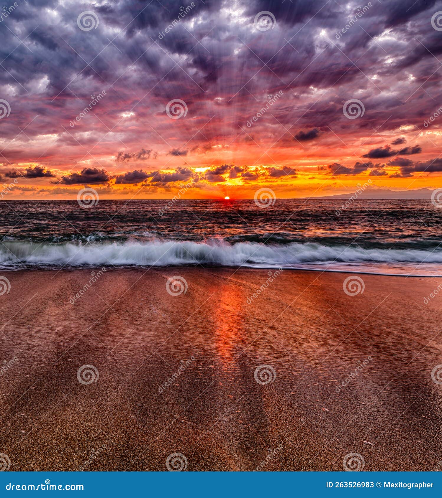 Inspirational Ocean Sunset Sun Rays Vertical Stock Image - Image of ...