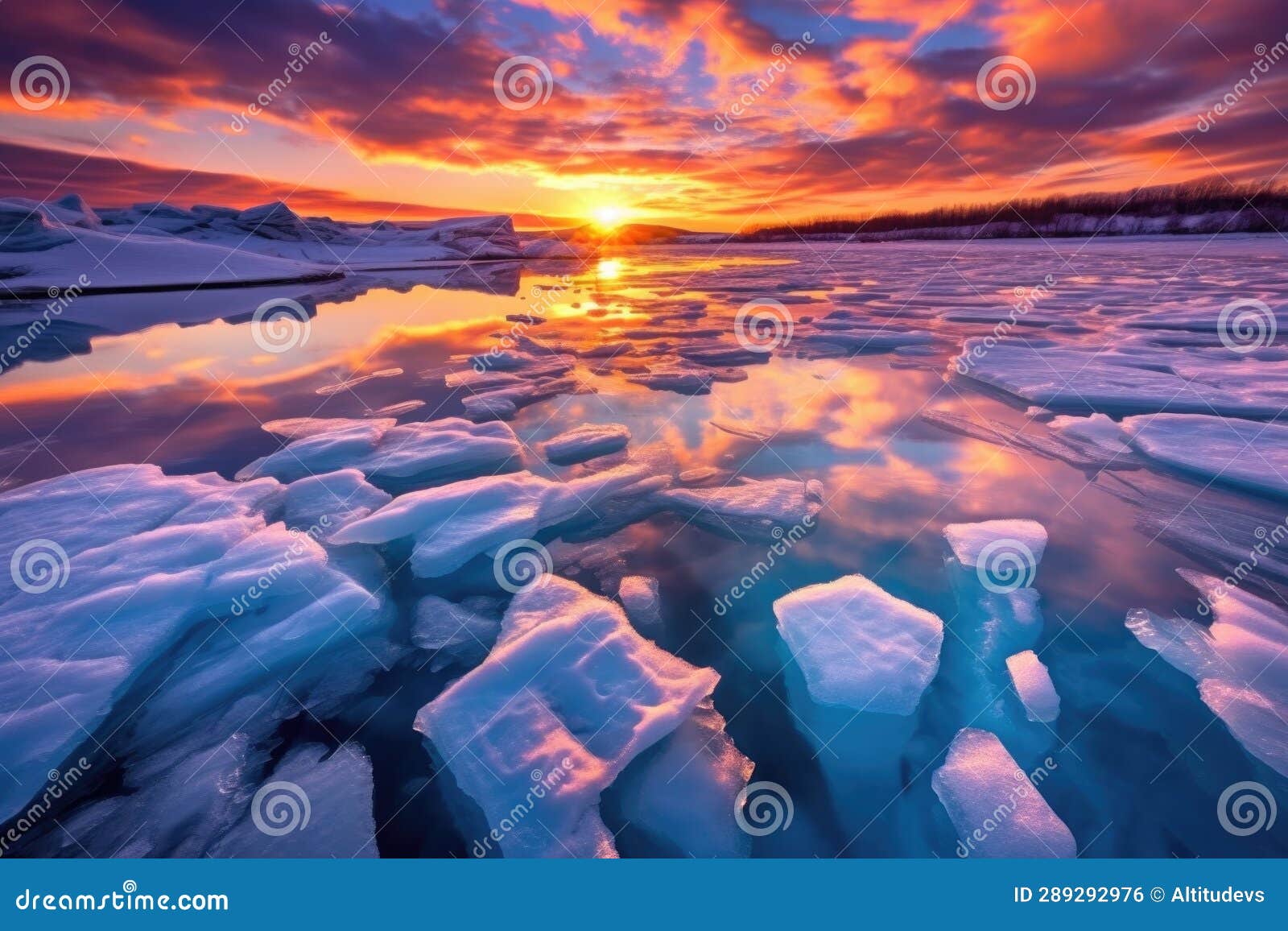 Sun Rays Casting a Colorful Glow on Melting Ice Stock Photo - Image of ...