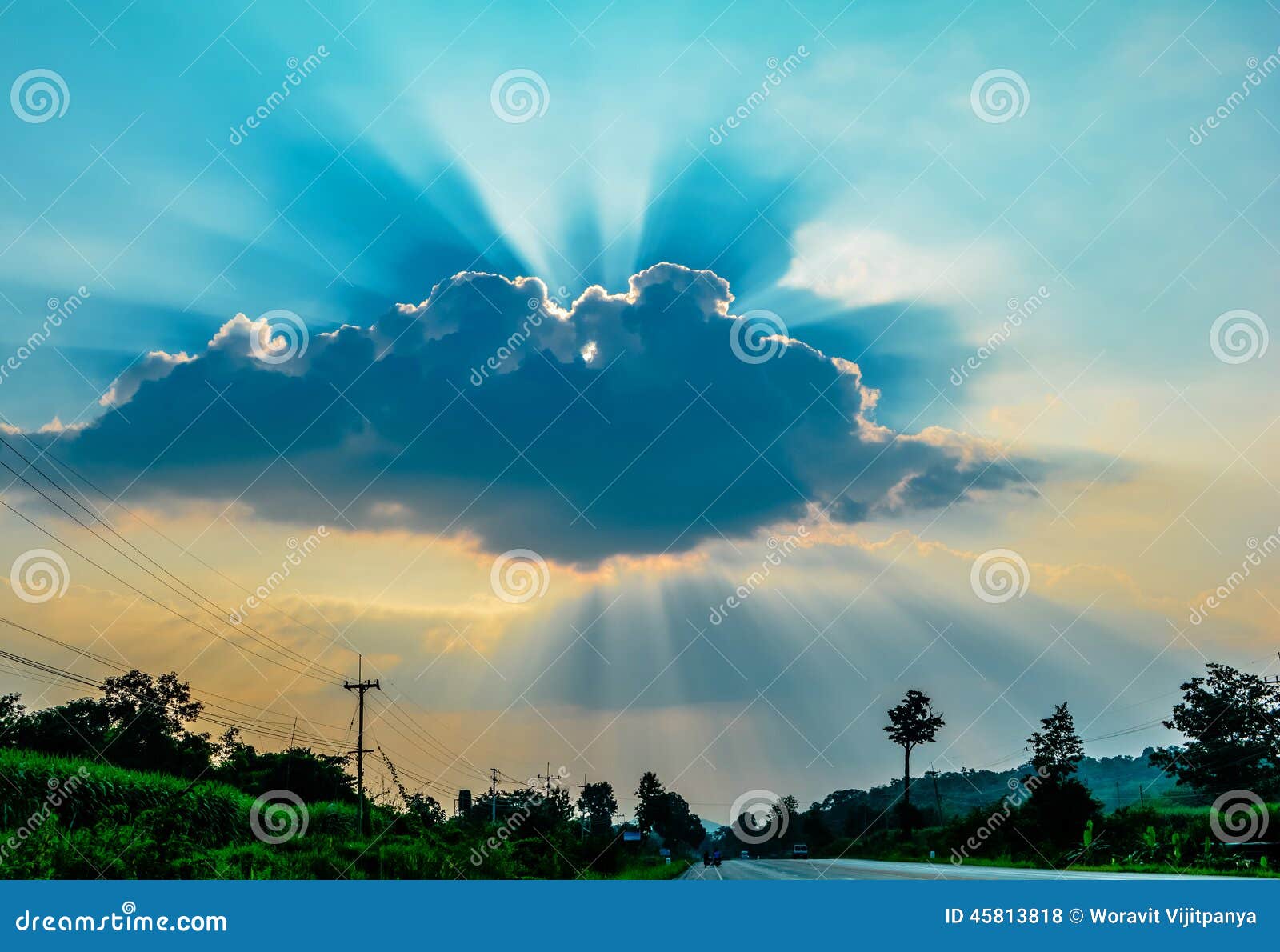 Sun rays cloud stock photo. Image of view, cloud, rays - 45813818